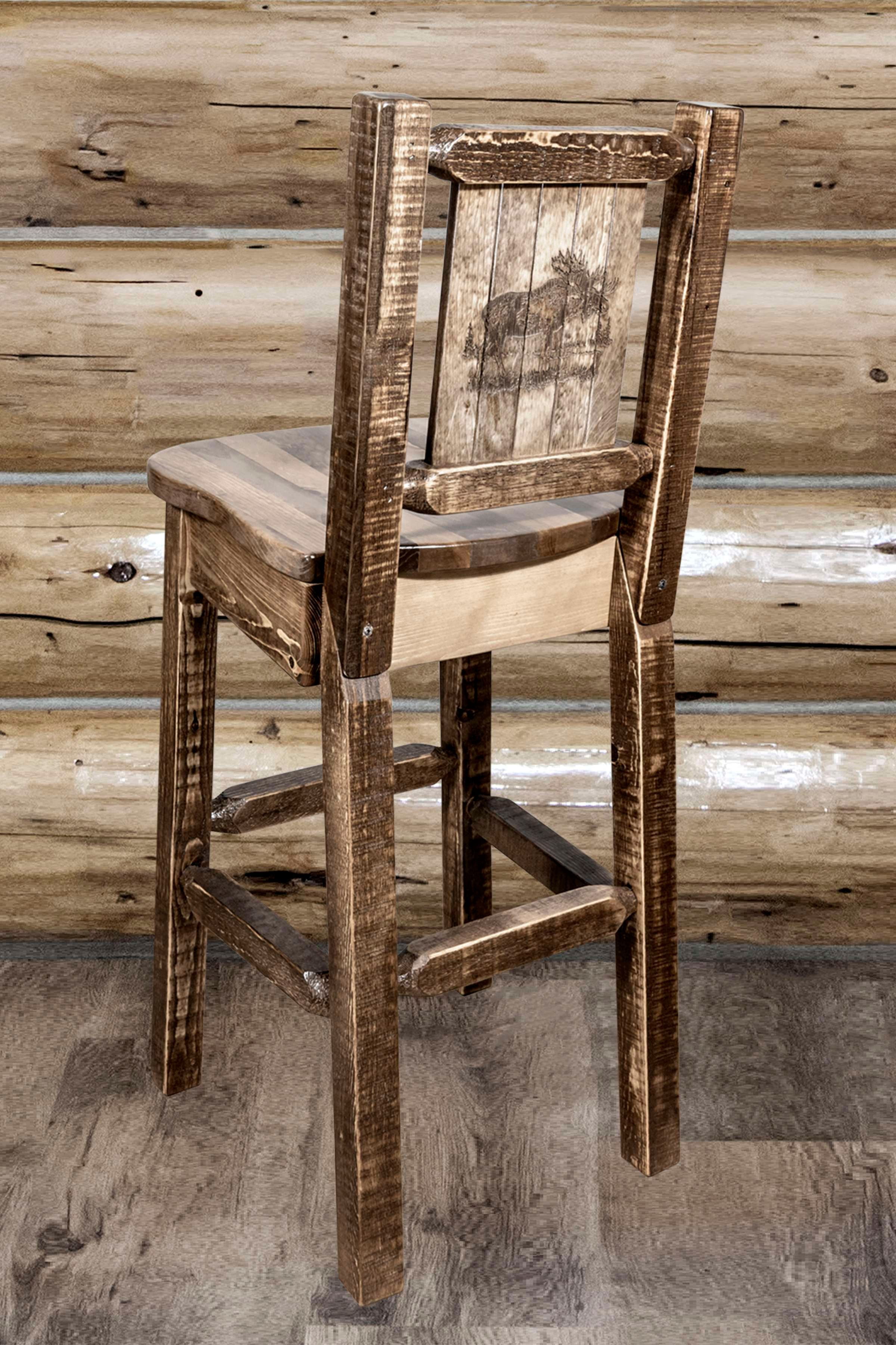 Homestead Collection Counter Height Barstool w/ Back, w/ Laser Engraved ...