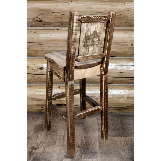 Homestead Collection Counter Height Barstool w/ Back, w/ Laser Engraved ...