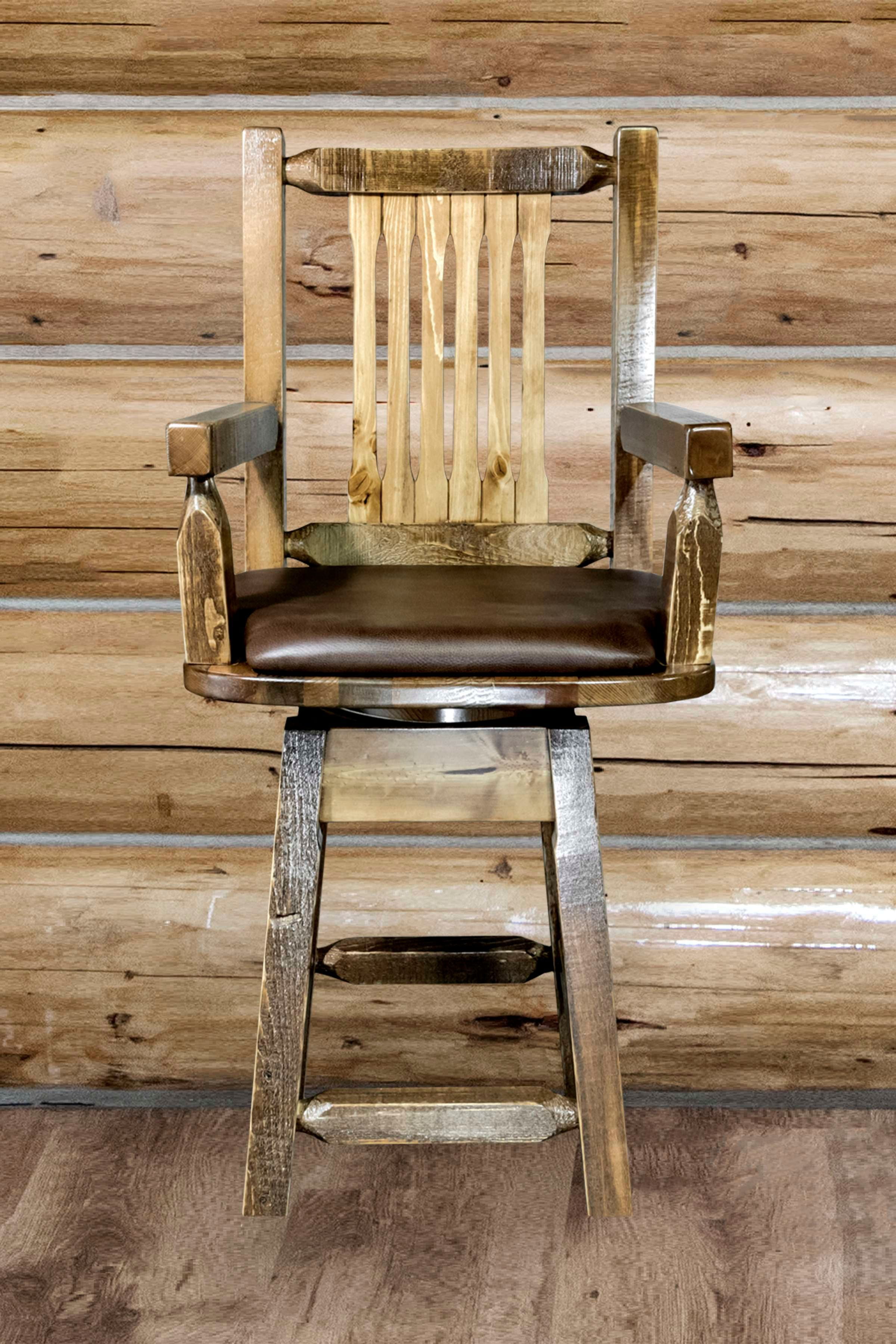 Homestead Collection Counter Height Swivel Captain's Barstool - Saddle ...