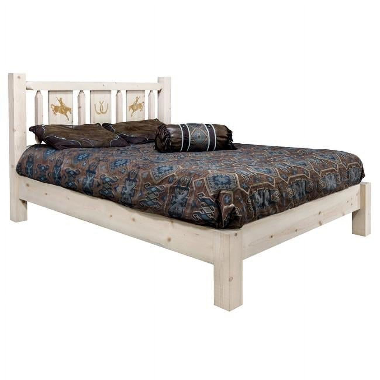 Homestead Collection King Platform Bed w/ Laser Engraved Bronc Design ...