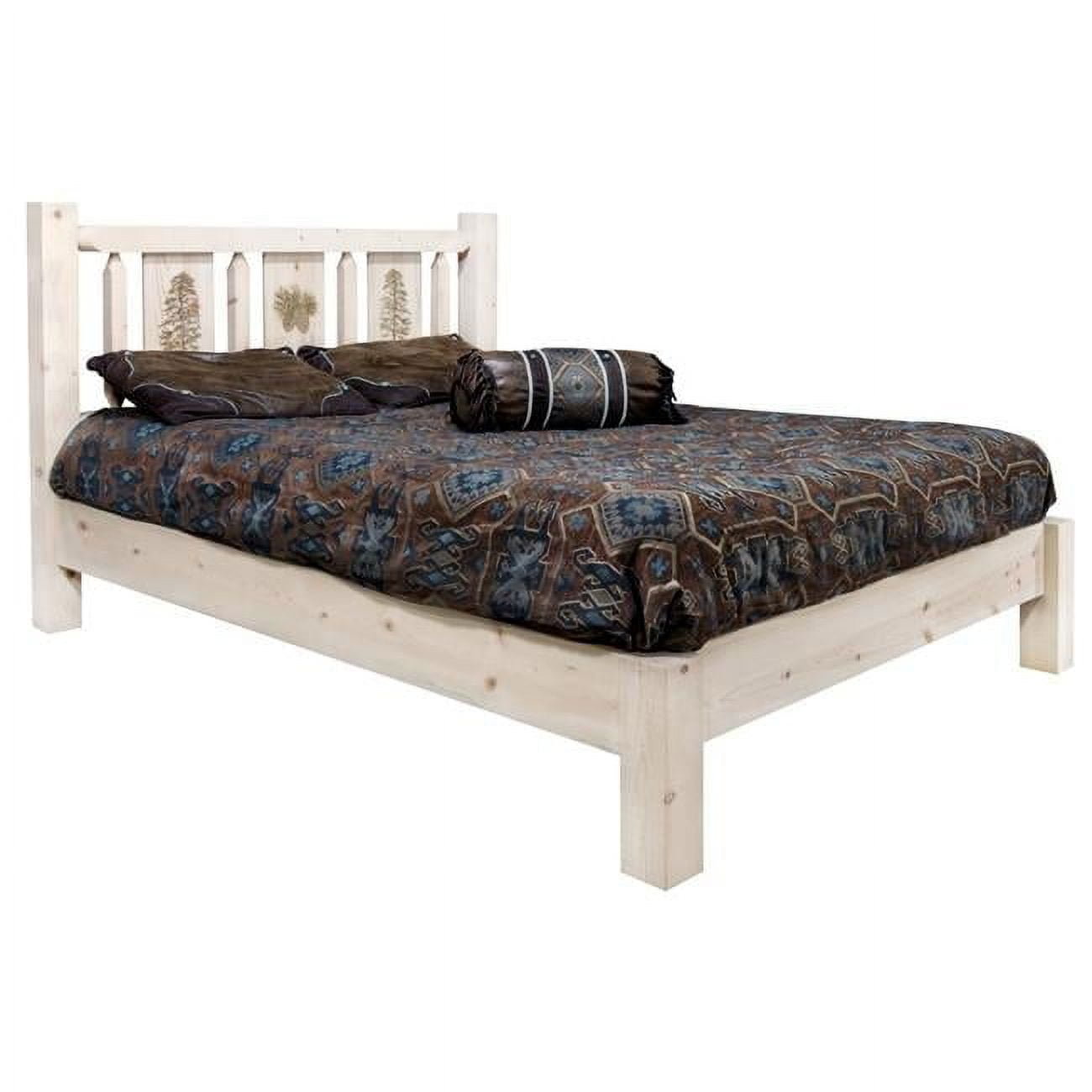 Homestead Collection King Platform Bed w/ Laser Engraved Pine Tree ...