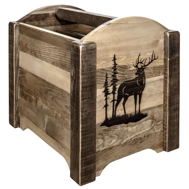 Homestead Collection Magazine Rack with Laser Engraved Elk Design ...
