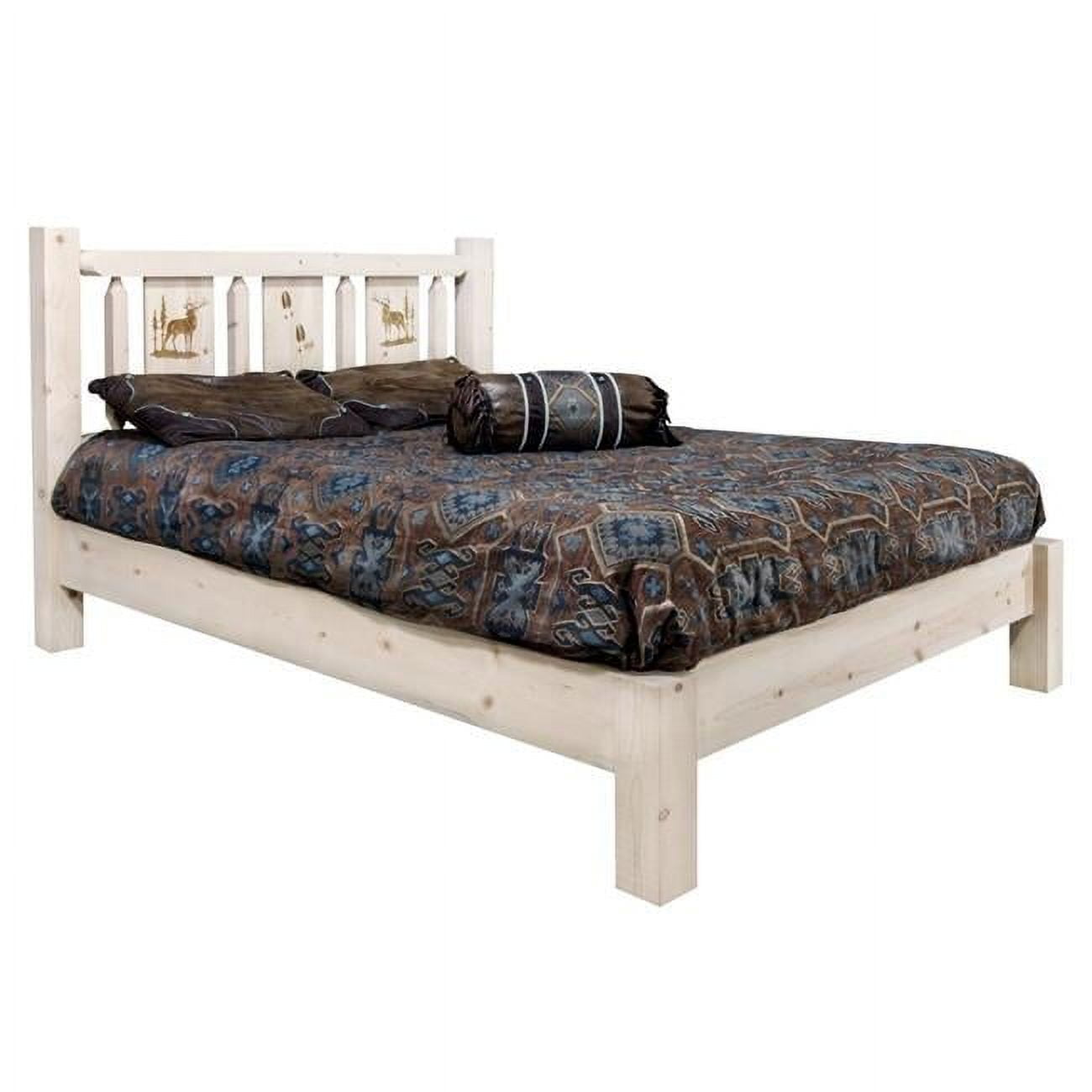 Homestead Collection Twin Size Platform Bed with Laser Engraved Elk ...