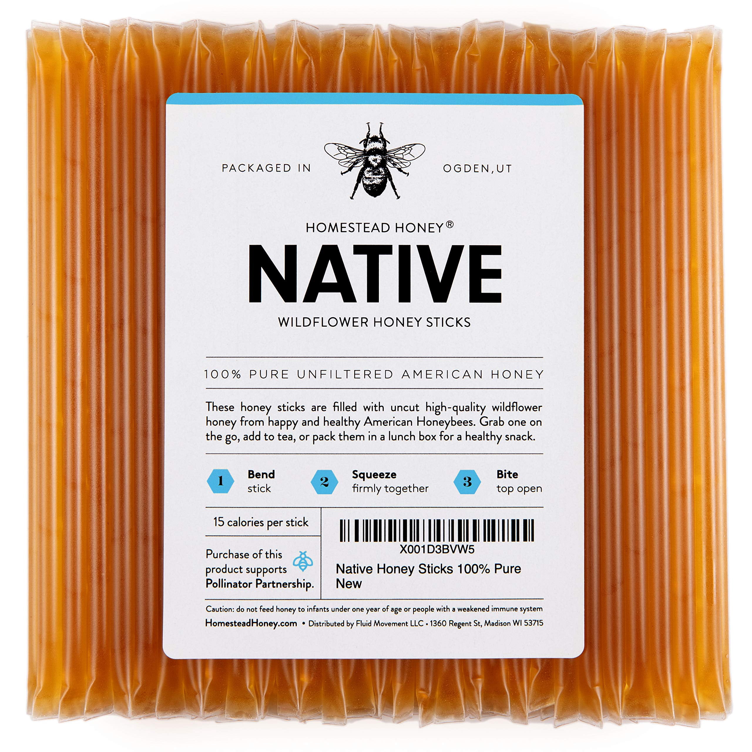 Homestead Honey Native Sticks OKA4 100 Count - Pure Wildflower ...