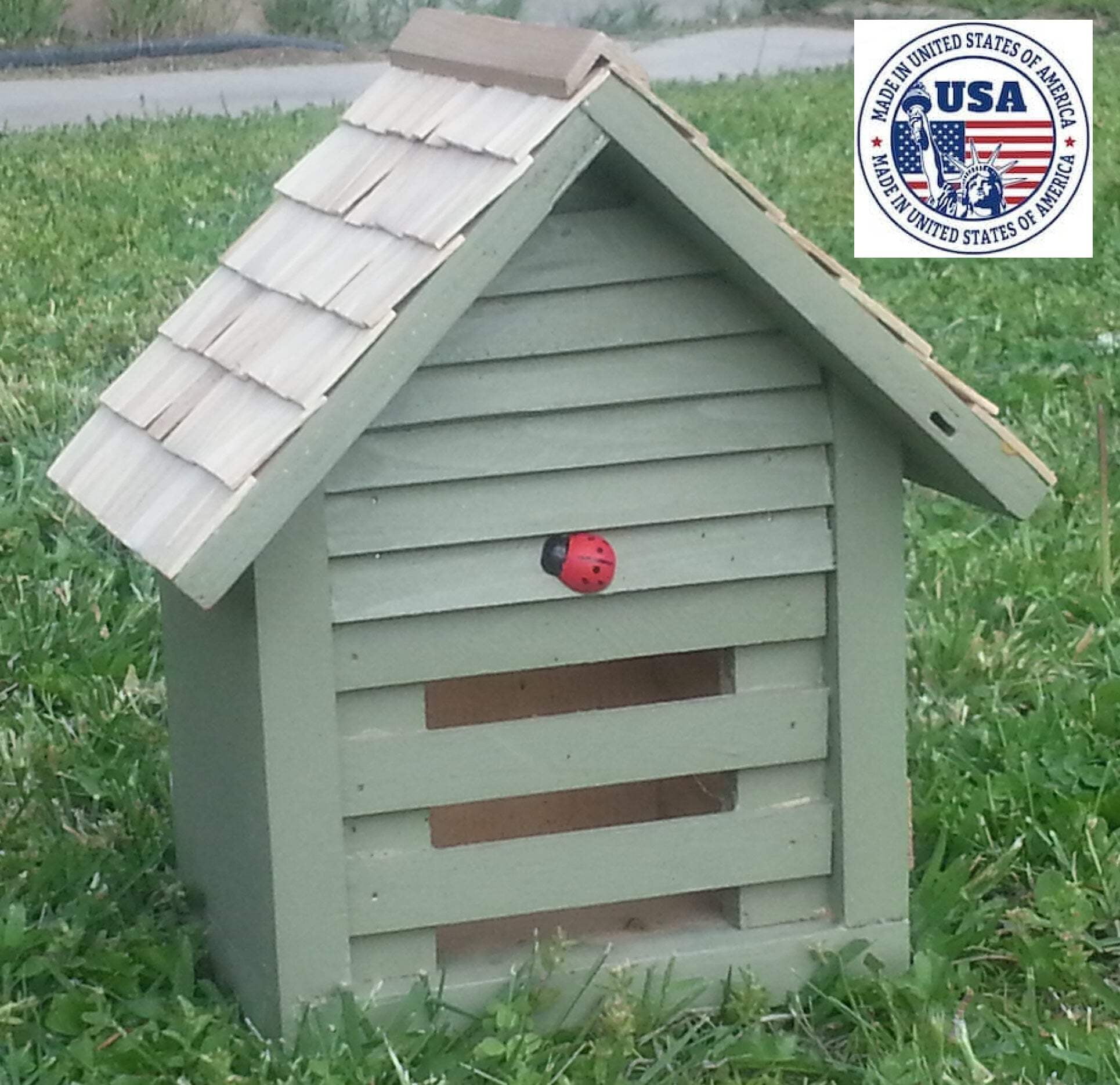 Homestead Ladybug House (Sage), 10", Bird Houses by Mark, Made in USA ...
