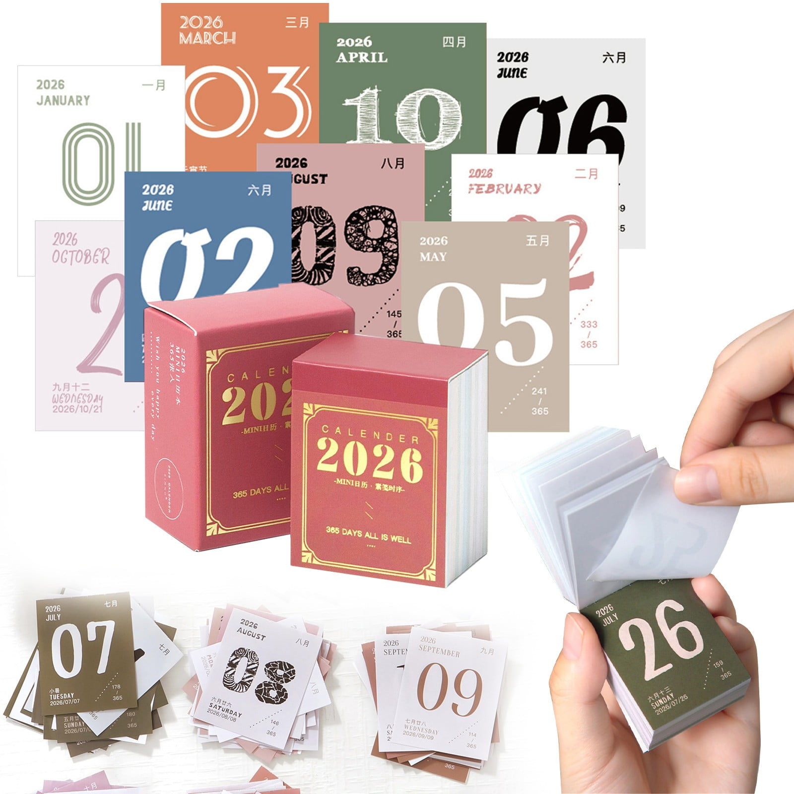 Homesteed 2026 Daily Tear-Off Calendar Mini Desk Planner 365 Days Tear ...