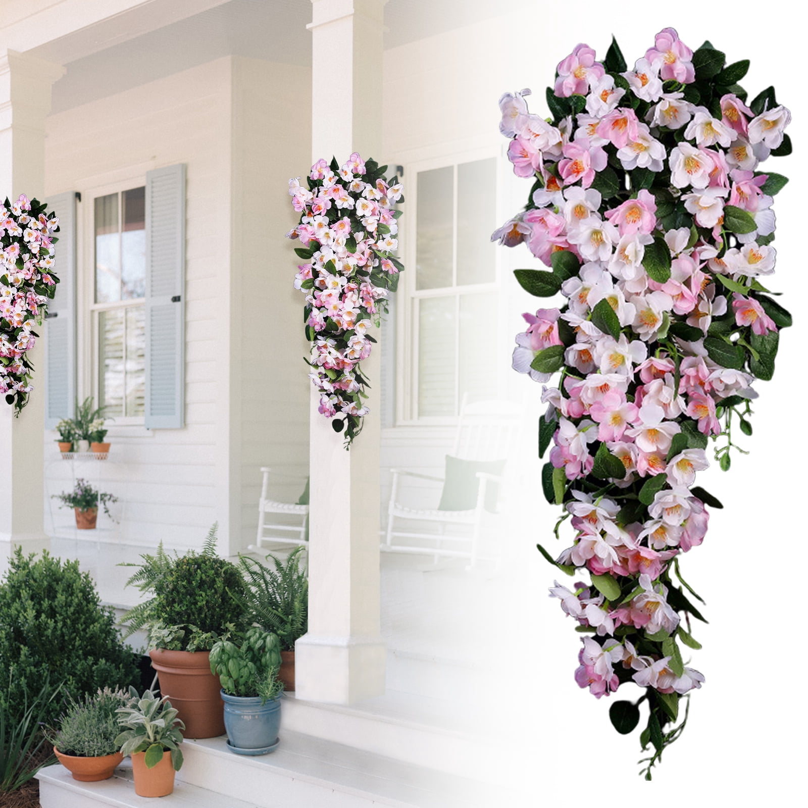 Homesteed Artificial Cherry Blossom Vine Garland Flower Hanging Wall ...