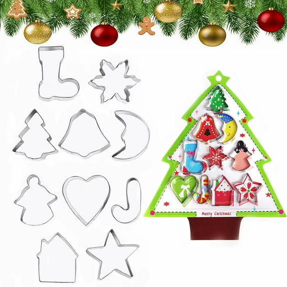 Homesteed Christmas Cookie Cutters Set 10 Stainless Steel Holiday ...