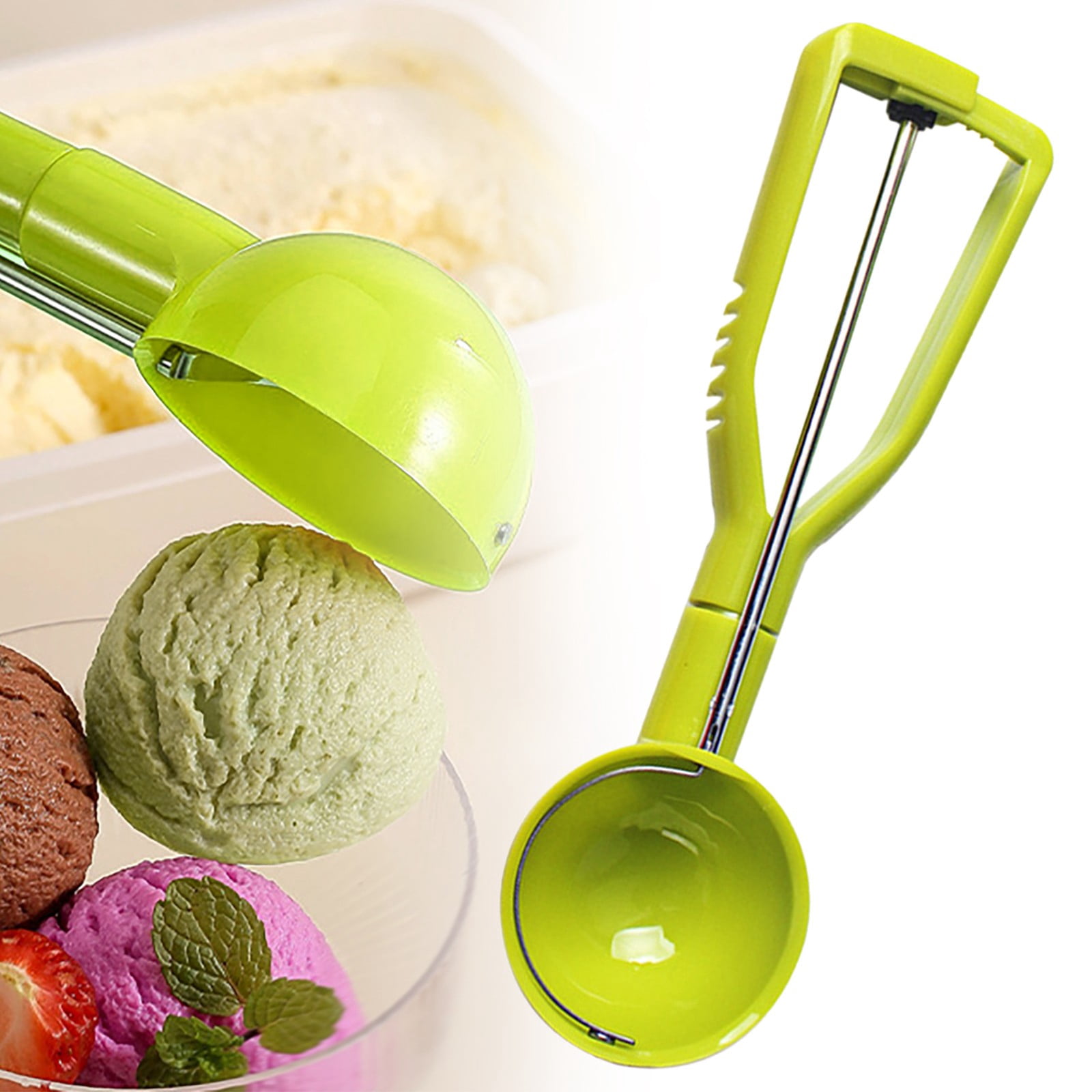 Homesteed Cookie Scoop Stainless Steel Ice Cream Dough Scoop Ergonomic ...