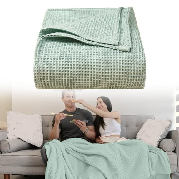 Homesteed Cotton Throw Blanket Large Bed Sofa Cover Woven Design Soft ...