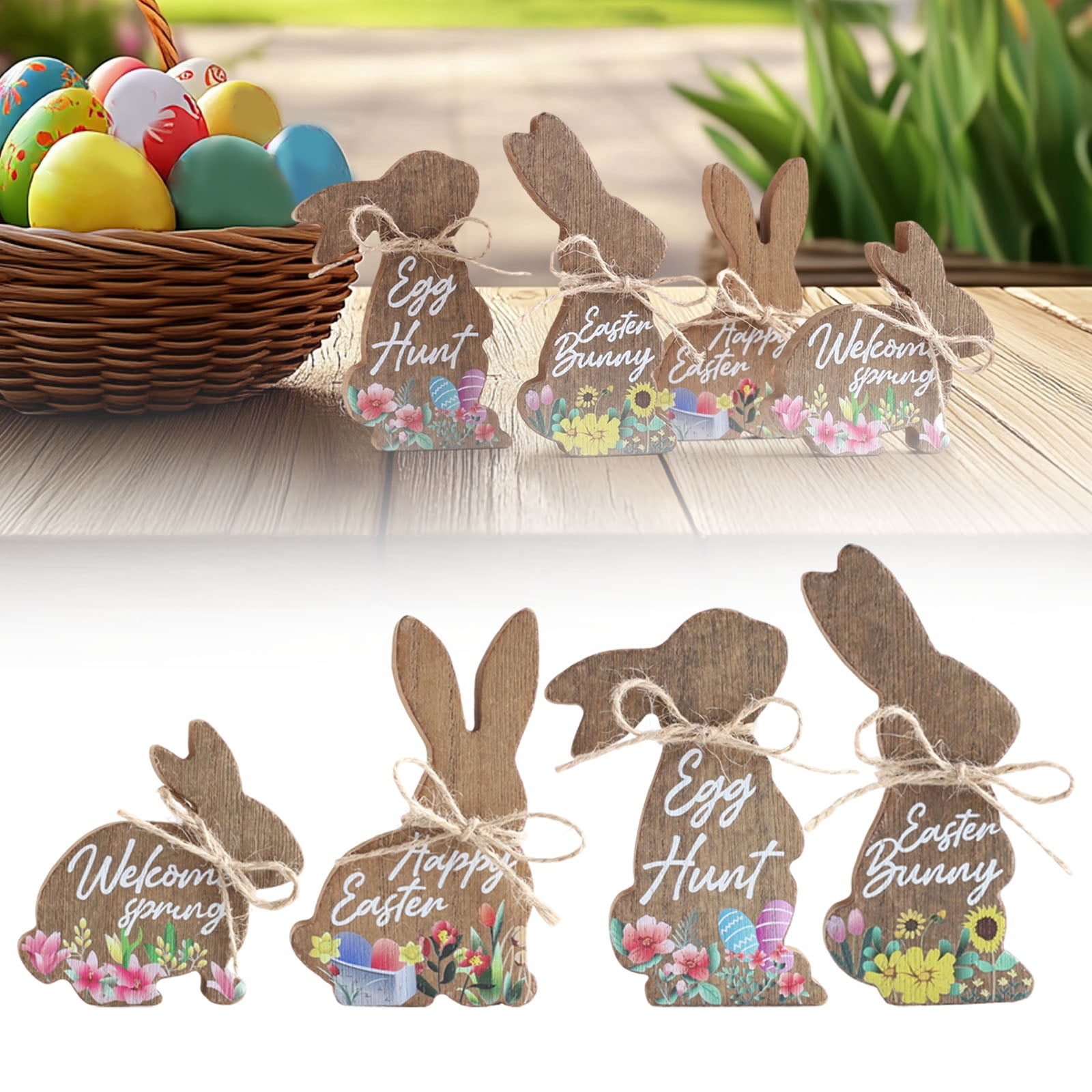Homesteed Easter Table Centerpiece Signs Wooden Tabletop Decor Set ...