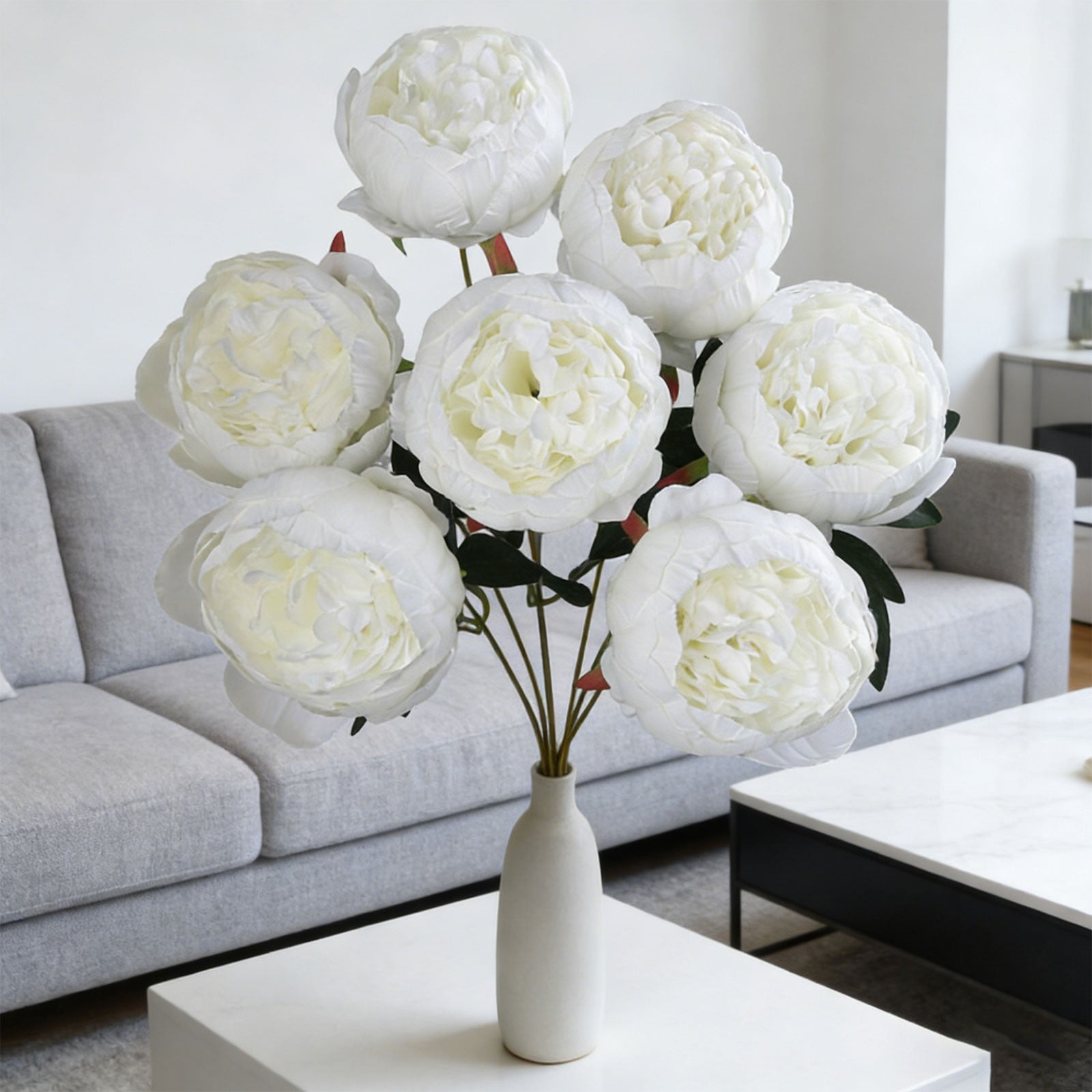 Homesteed European Style 7-Head Peony Bouquet Artificial Roses Wedding ...