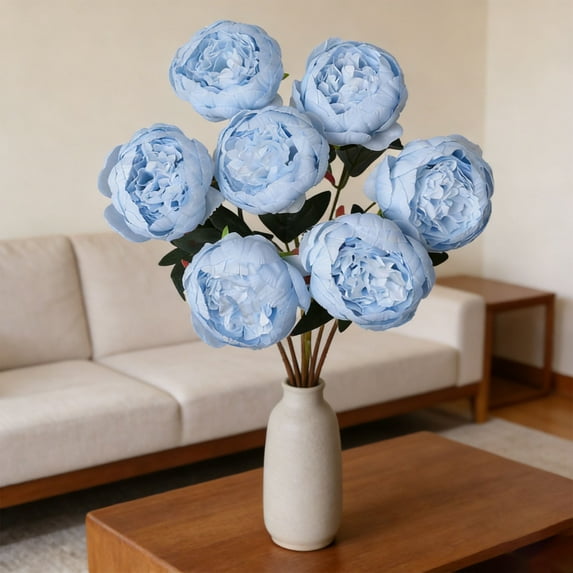 Homesteed European Style 7-Head Peony Bouquet Artificial Roses Wedding ...