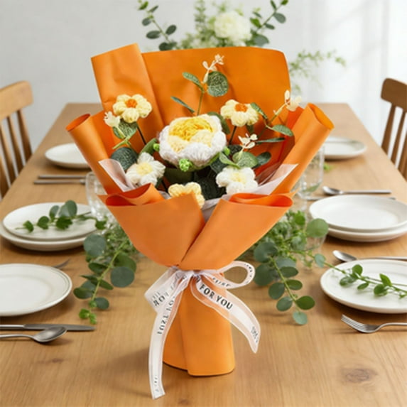 Homesteed Handmade Wool Rose and Sunflower Knitted Flower Bouquet ...