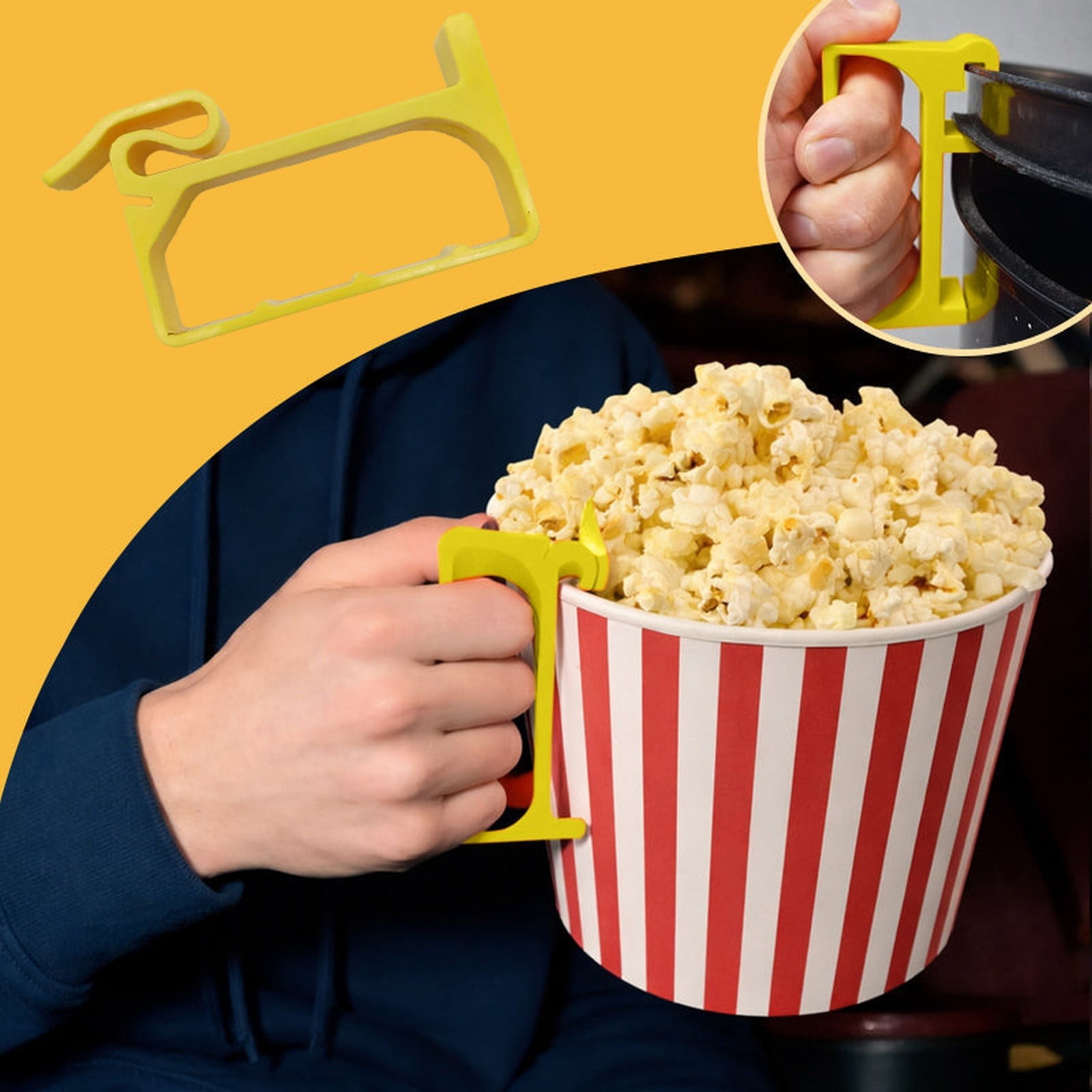 Homesteed Reusable Popcorn Bucket with Handle Portable Snack Container ...