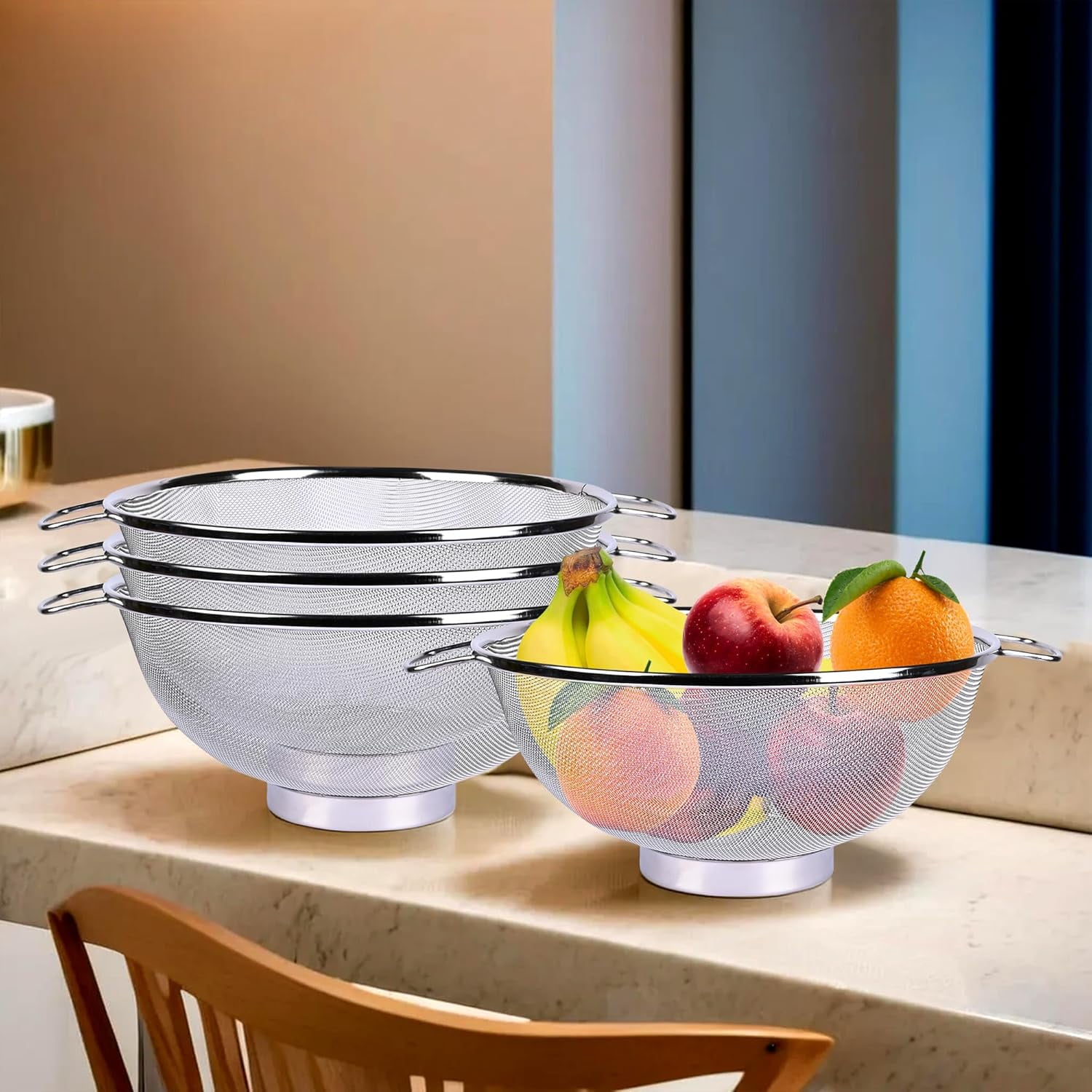 Homestic Pack of 4 Fruit Basket Stainless Steel Vegetables Strainer ...