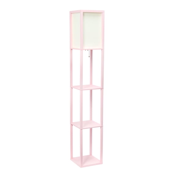 Homestock African Adventure Column Shelf Floor Lamp With Linen Shade ...