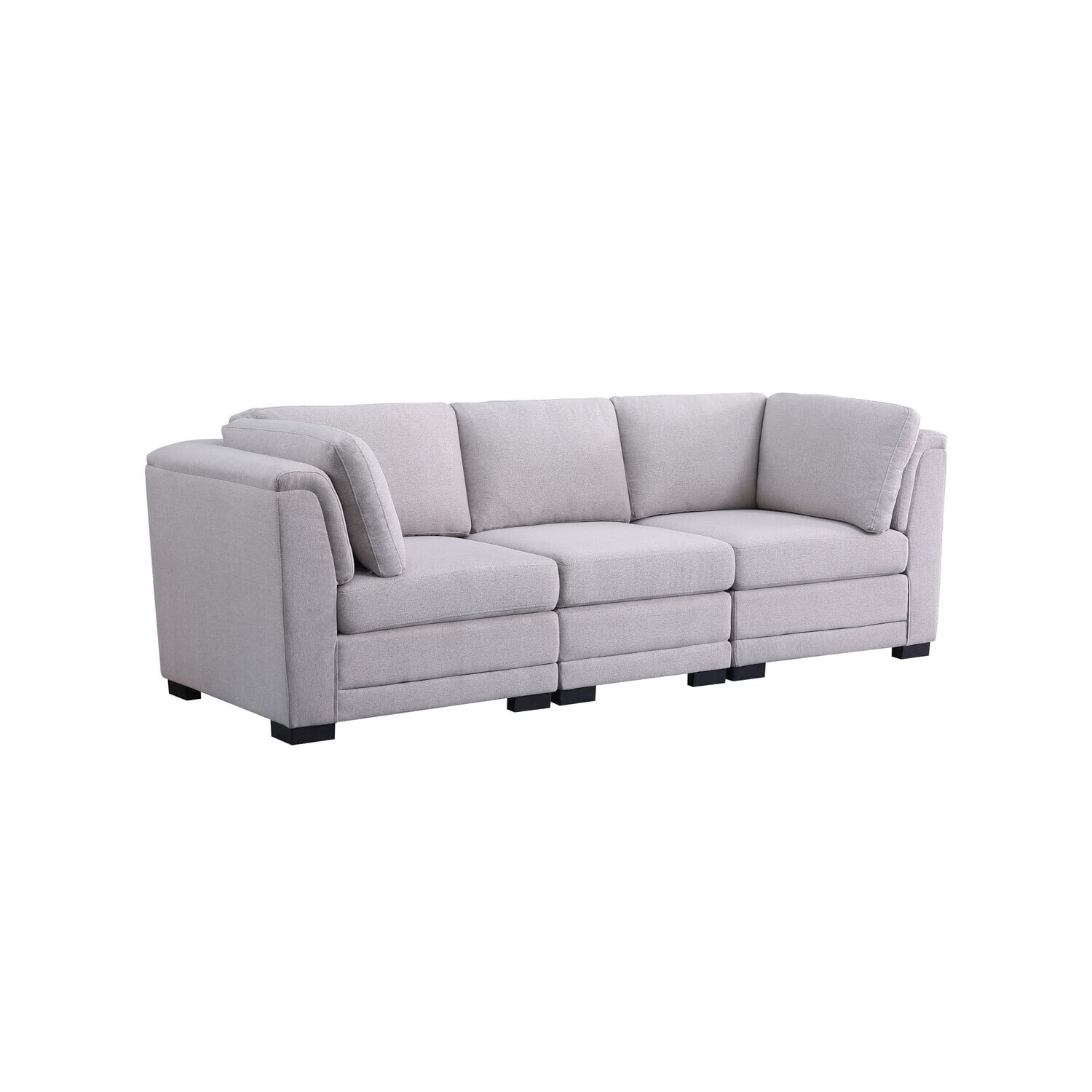 Homestock African Adventure Light Gray Linen Fabric 3-Seater Modular ...