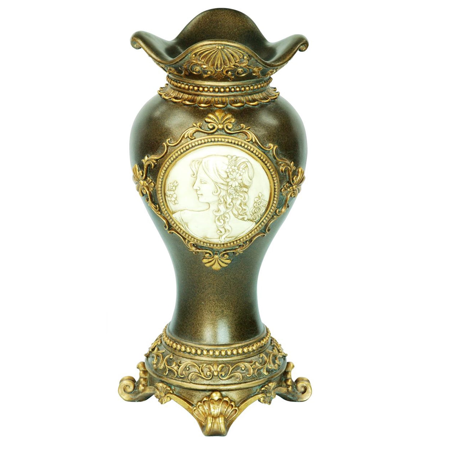 Decorative Bronze Vase - 16.25" Tall Sculpture - Home Accent & Tabletop ...