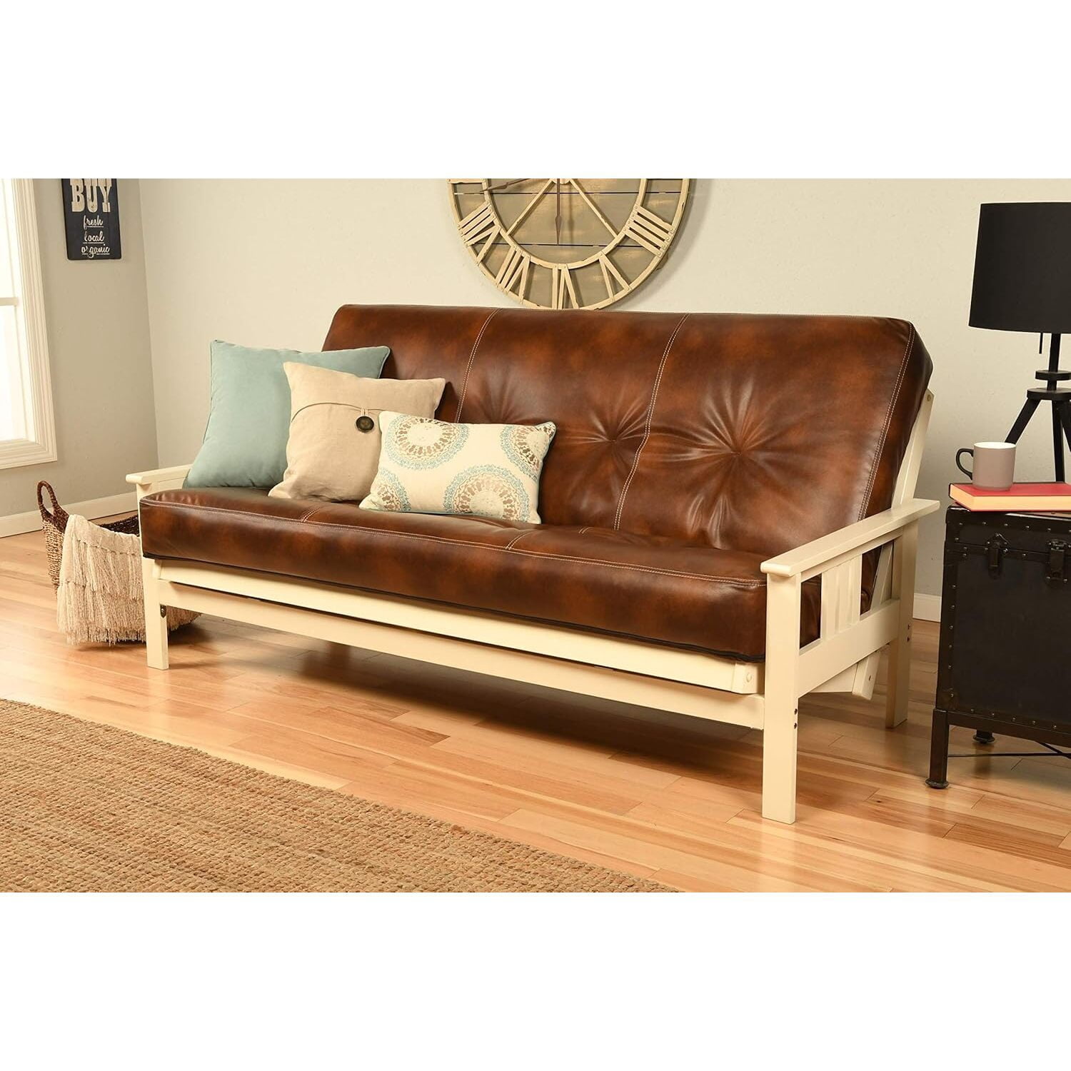 Futon Frame Set with Mattress - Converts to Bed - Hardwood Sofa for ...