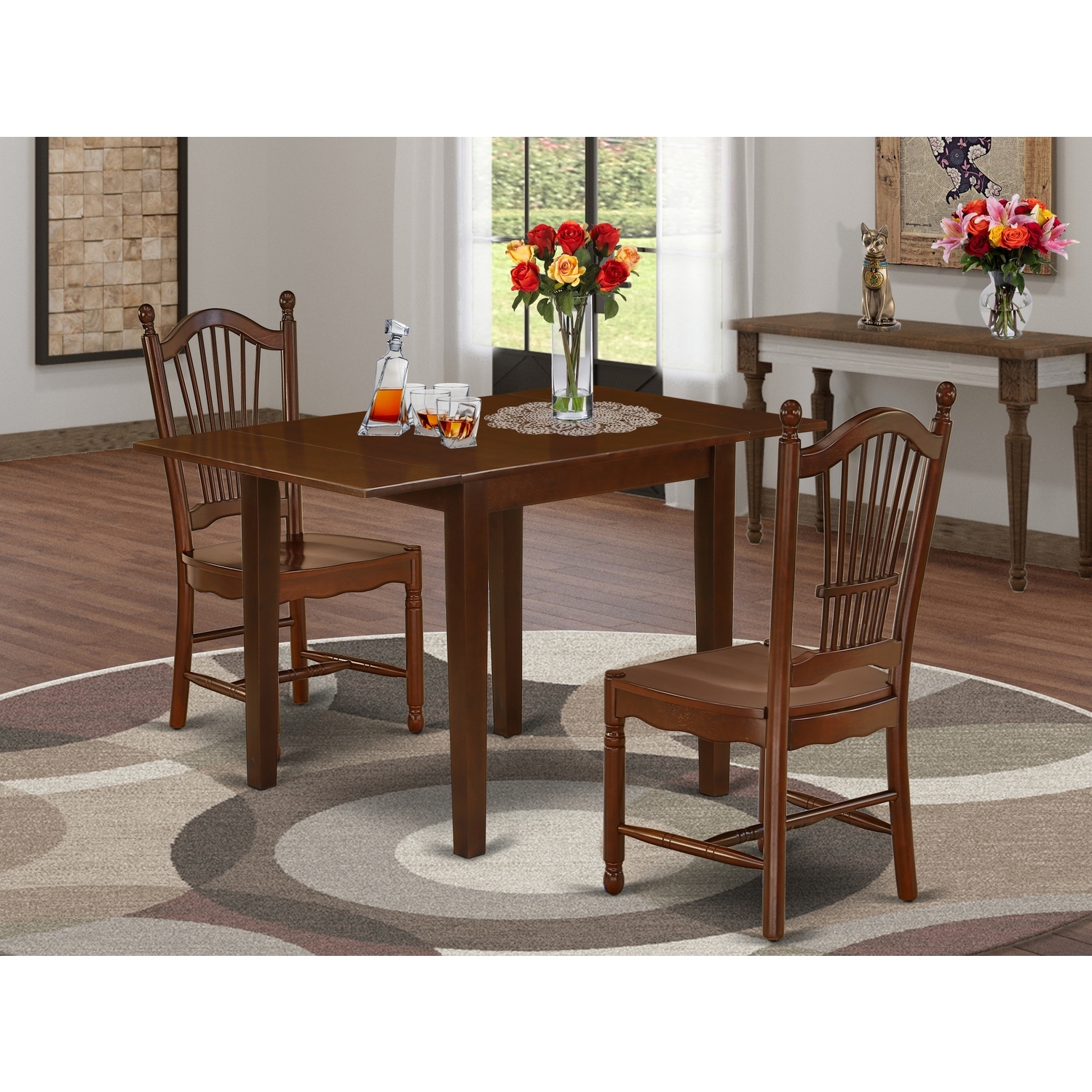 Wooden Dining Table Set 3 Piece - Solid Wood Dining Chairs & Table ...