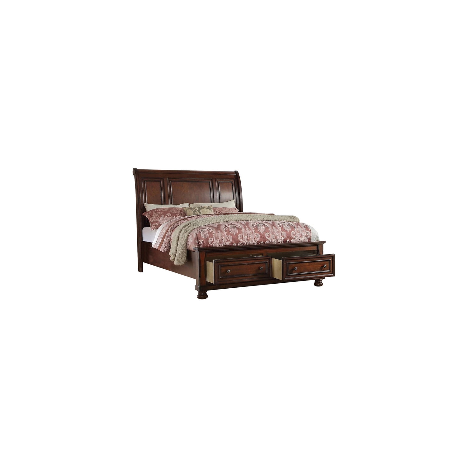 Homestock Antique Accents Wooden Queen Single Bed Frame, Brown, Cherry ...