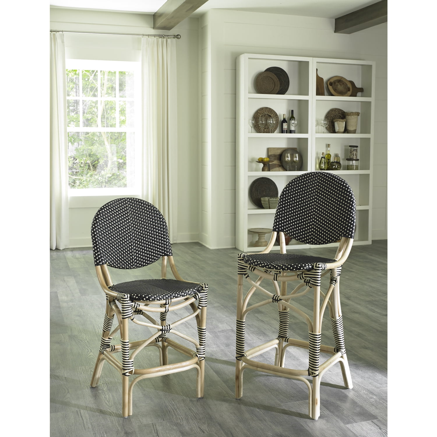 Homestock Antique Ambiance French Bistro Counter Stool - Black/Beige ...