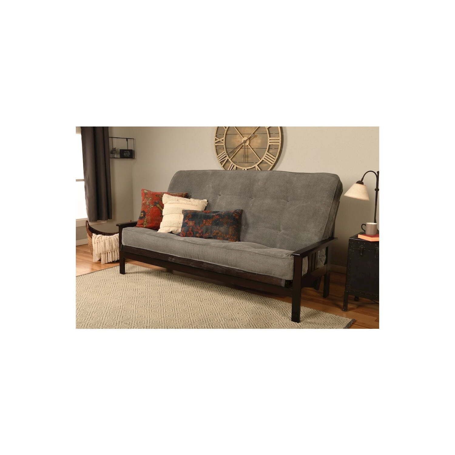 Wood Futon Frame Queen Size - Classic Style Sofa Bed with Mission Arms ...