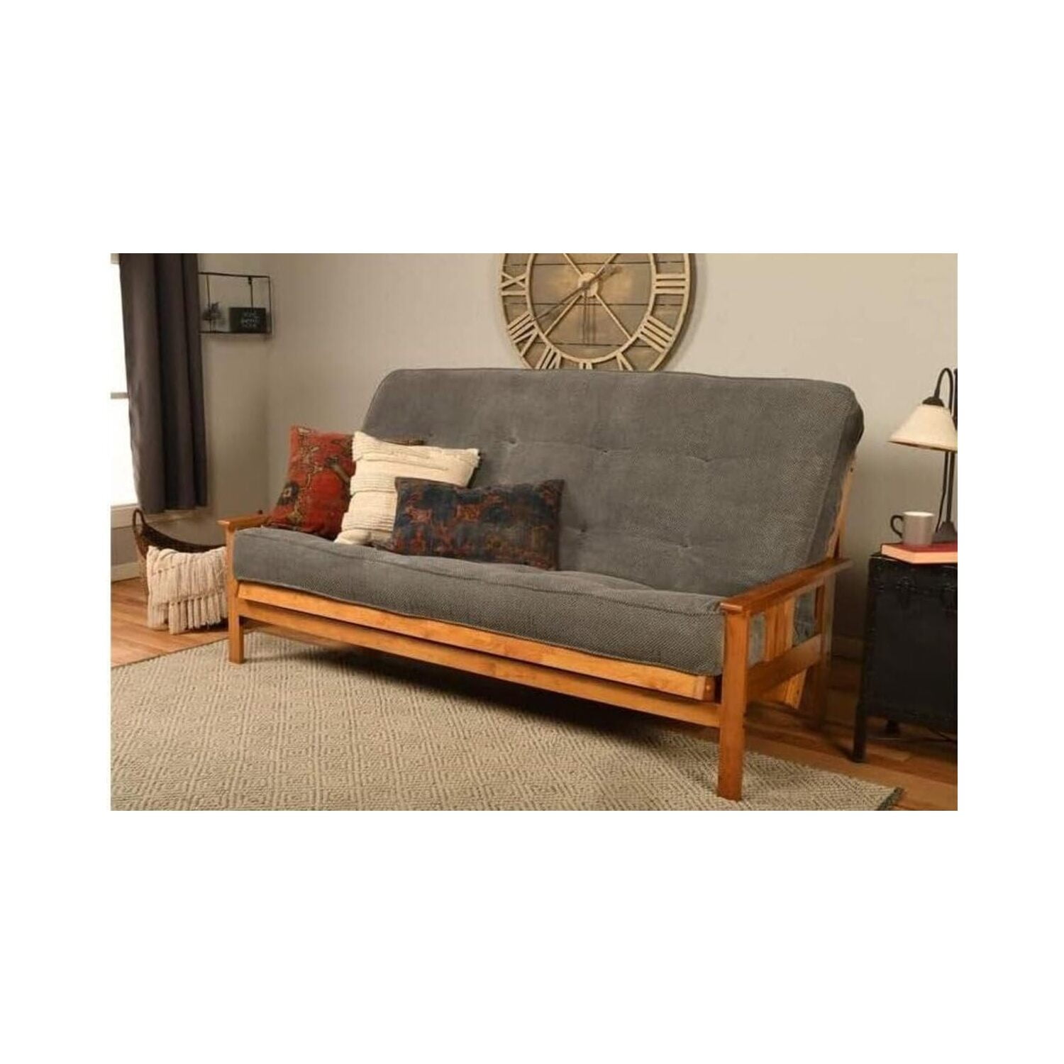 Homestock Antique Wood Futon Frame Set, Classic Style Queen Frame with ...