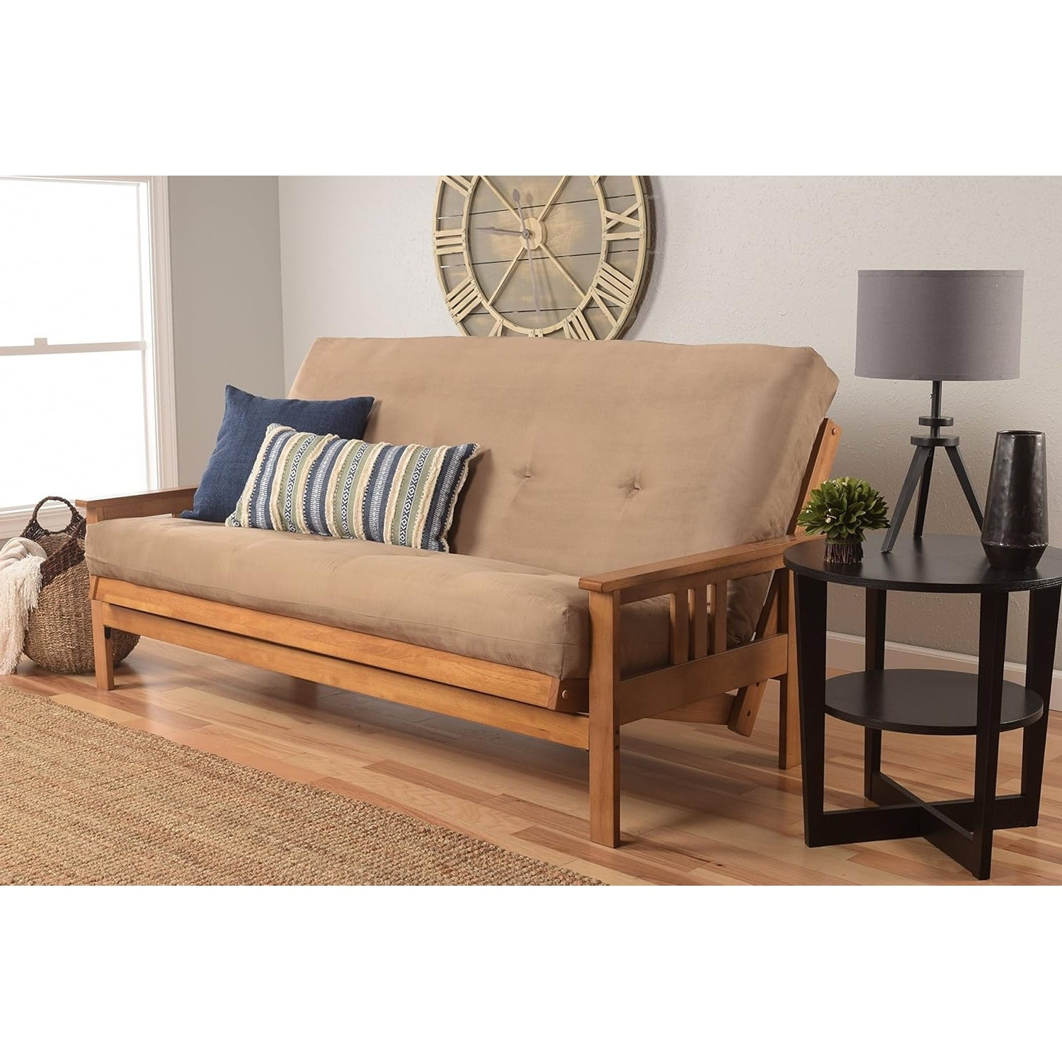 Homestock Antique Wood Futon Frame Set, Classic Style Queen Frame with ...