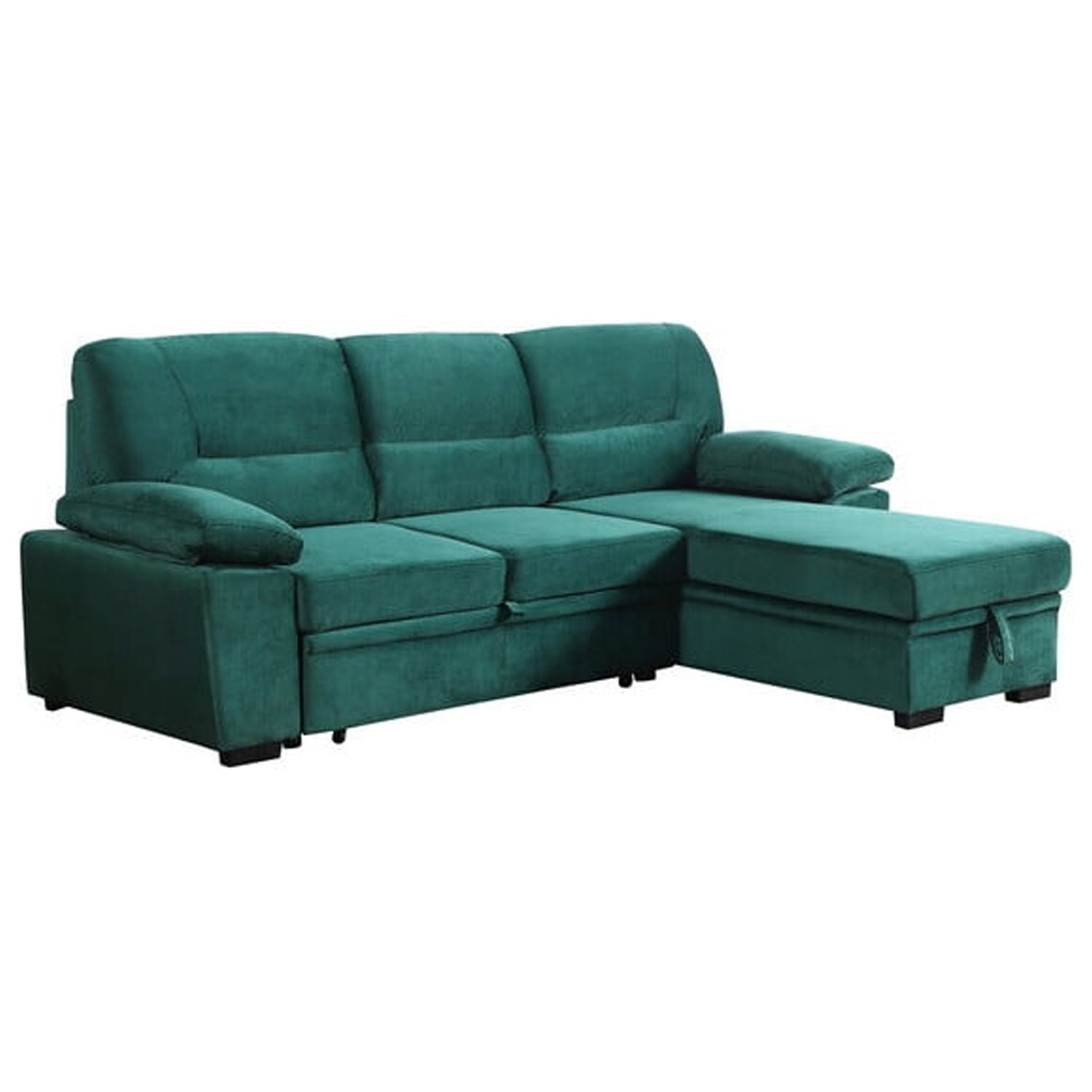 Homestock Art Deco Dreams Reversible Sleeper Sectional Sofa-Color:Green ...