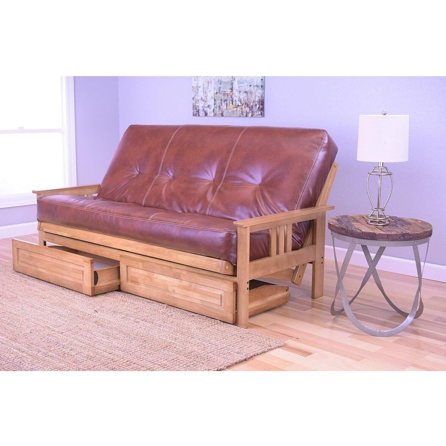 Homestock Artisanal Abode, Full Futon Frame with Storage Drawers, Color ...
