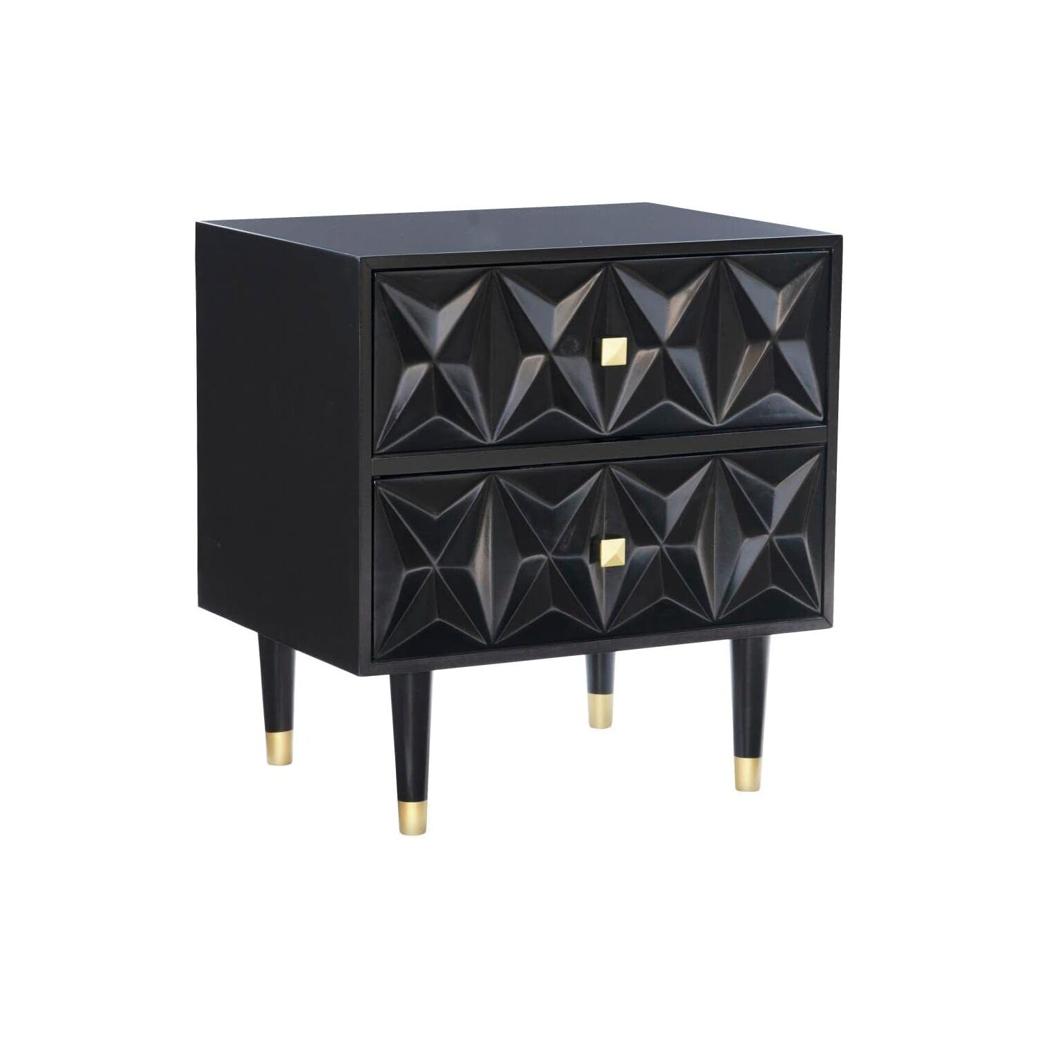 Homestock Artisanal Artistry Texture Nightstand Black, Square Night ...