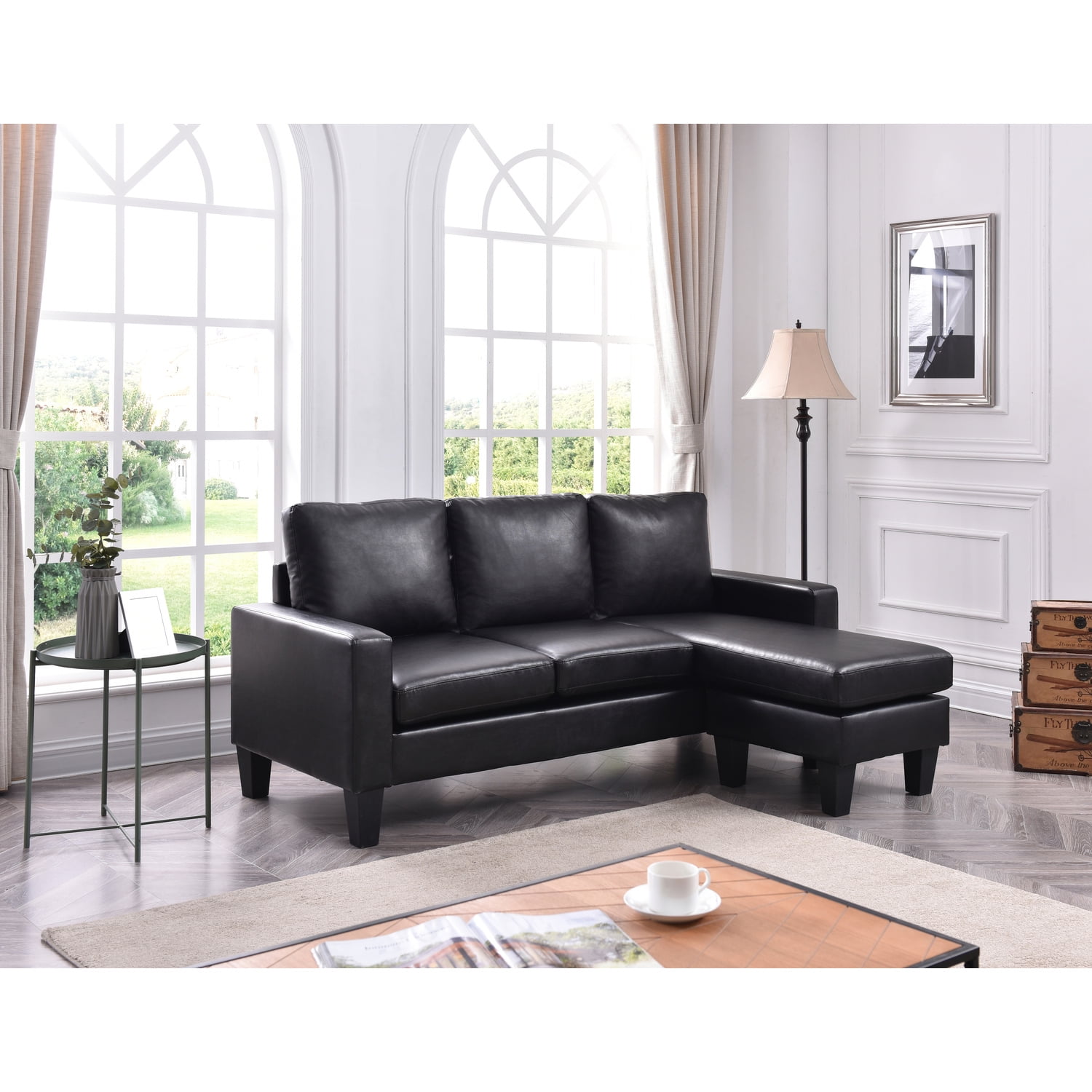 Homestock Artisanal Attic Sofa Chaise , Black - Walmart.com