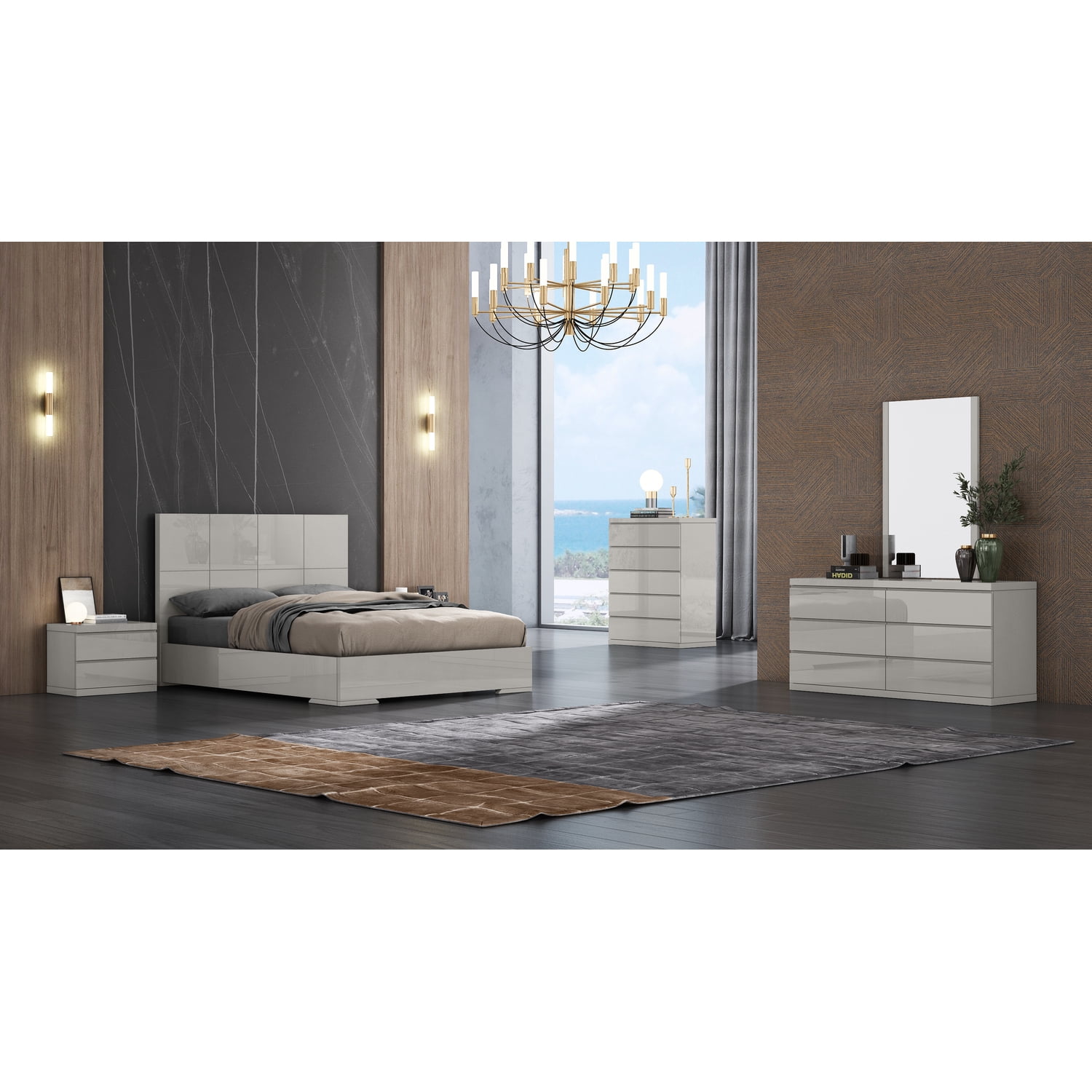 Homestock Asian Allure Bed Queen, Squares Design In Headboard, High ...