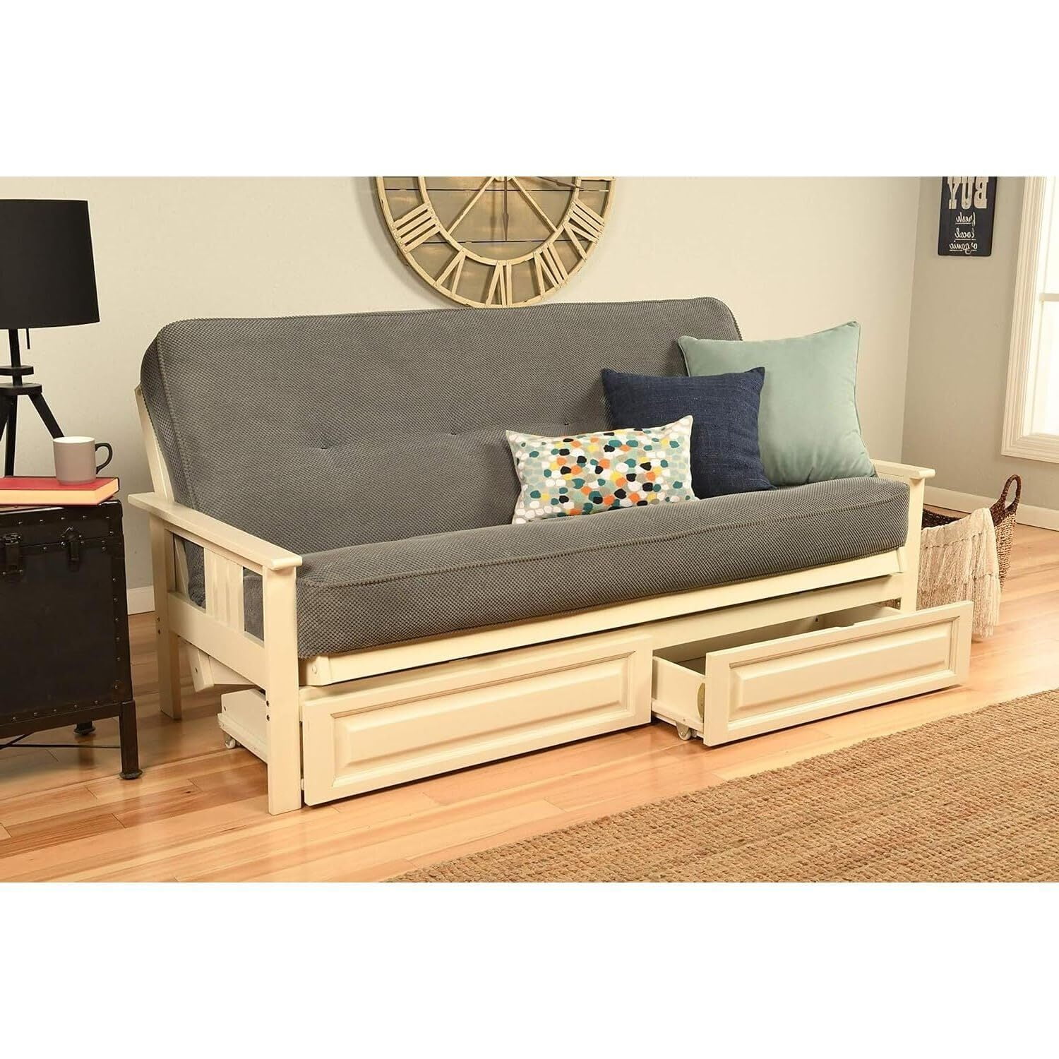 Homestock Asian Fusion Full Futon Frame with Storage Drawers, Color ...