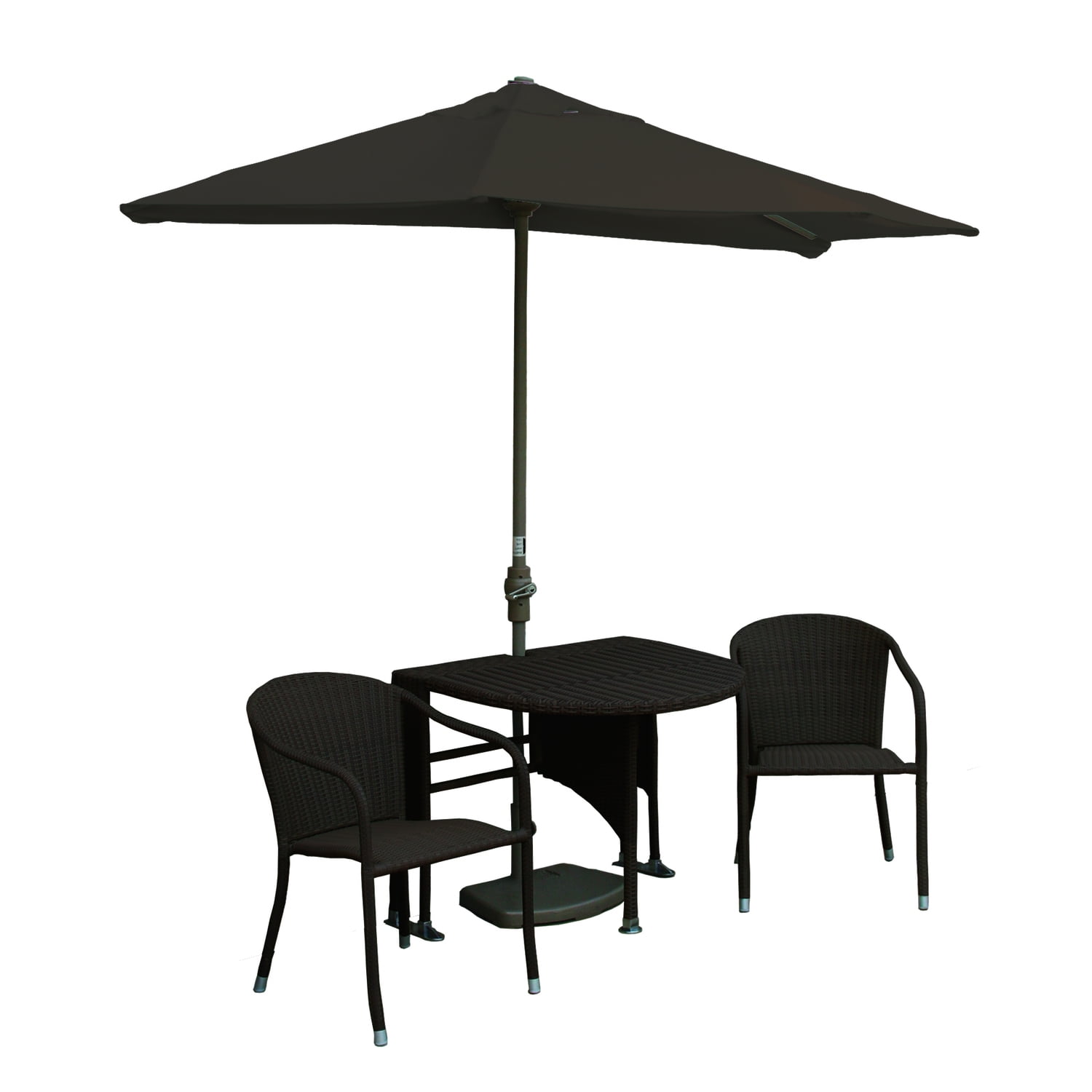 Outdoor Wicker Table Set with Umbrella - Patio Furniture Set - Balcony ...