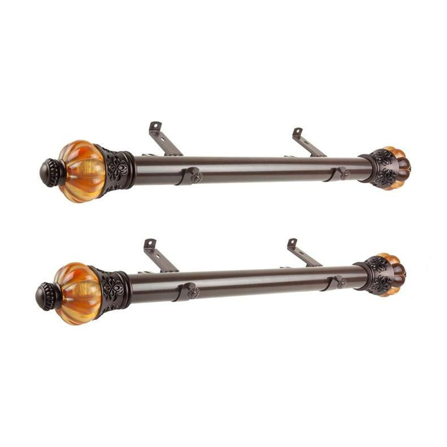 Homestock Beachy Boho Set Of Two Steel Curtain Rods And Resin Finials ...