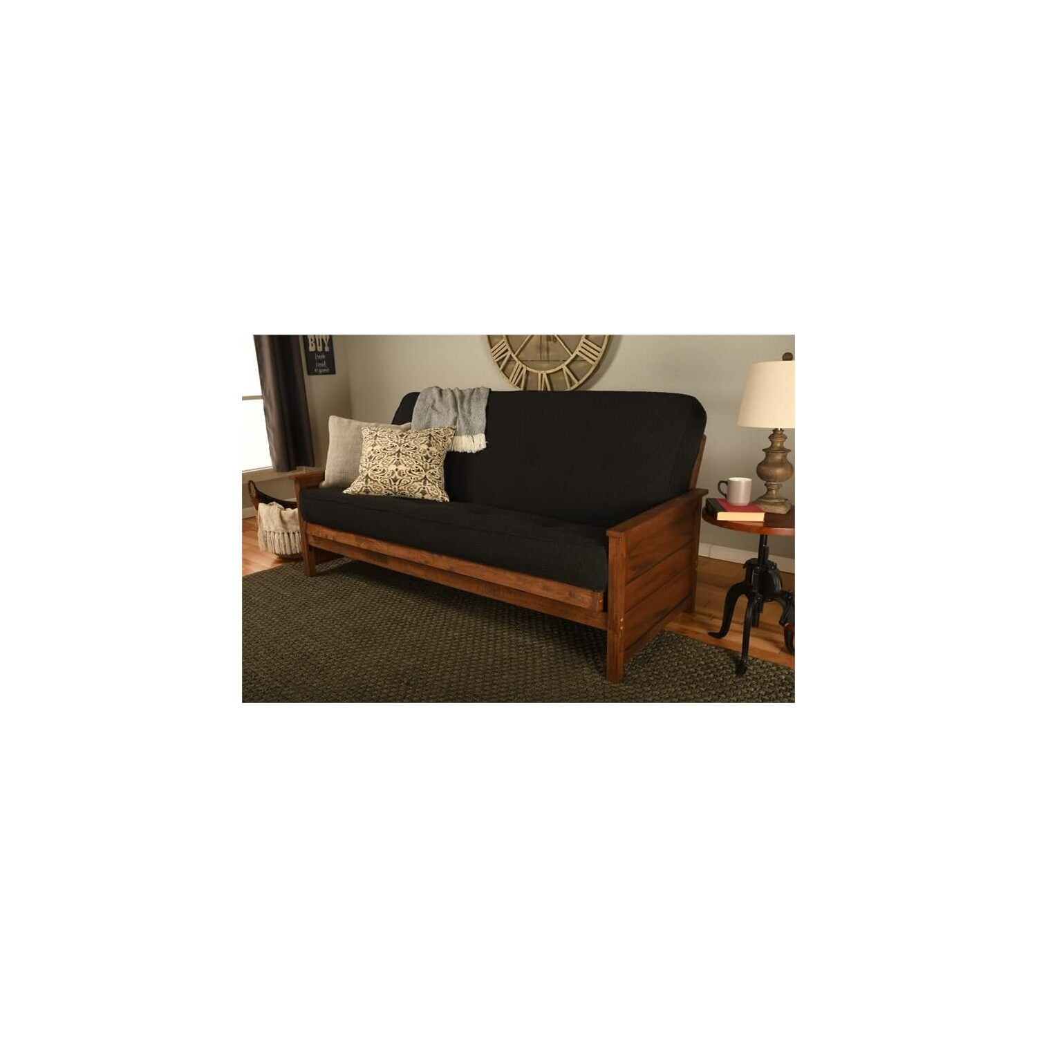 Homestock Beachy Vibes Full-Size Futon Frame Set in Weathered Brown ...