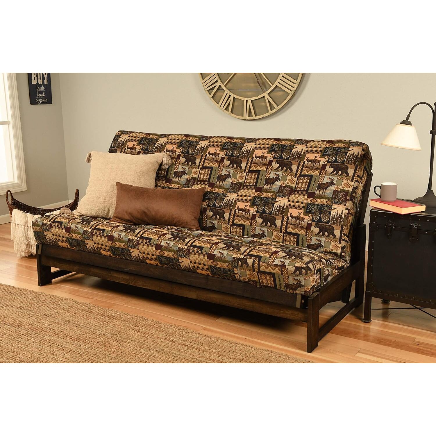 Homestock Bohemian Bliss Futon Frame/Reclaim Mocha Finish/Peter's Cabin ...