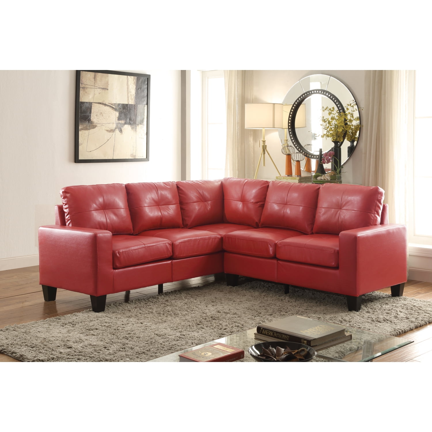 Homestock Boho Beauty Sectional Sofa , Red - Walmart.com