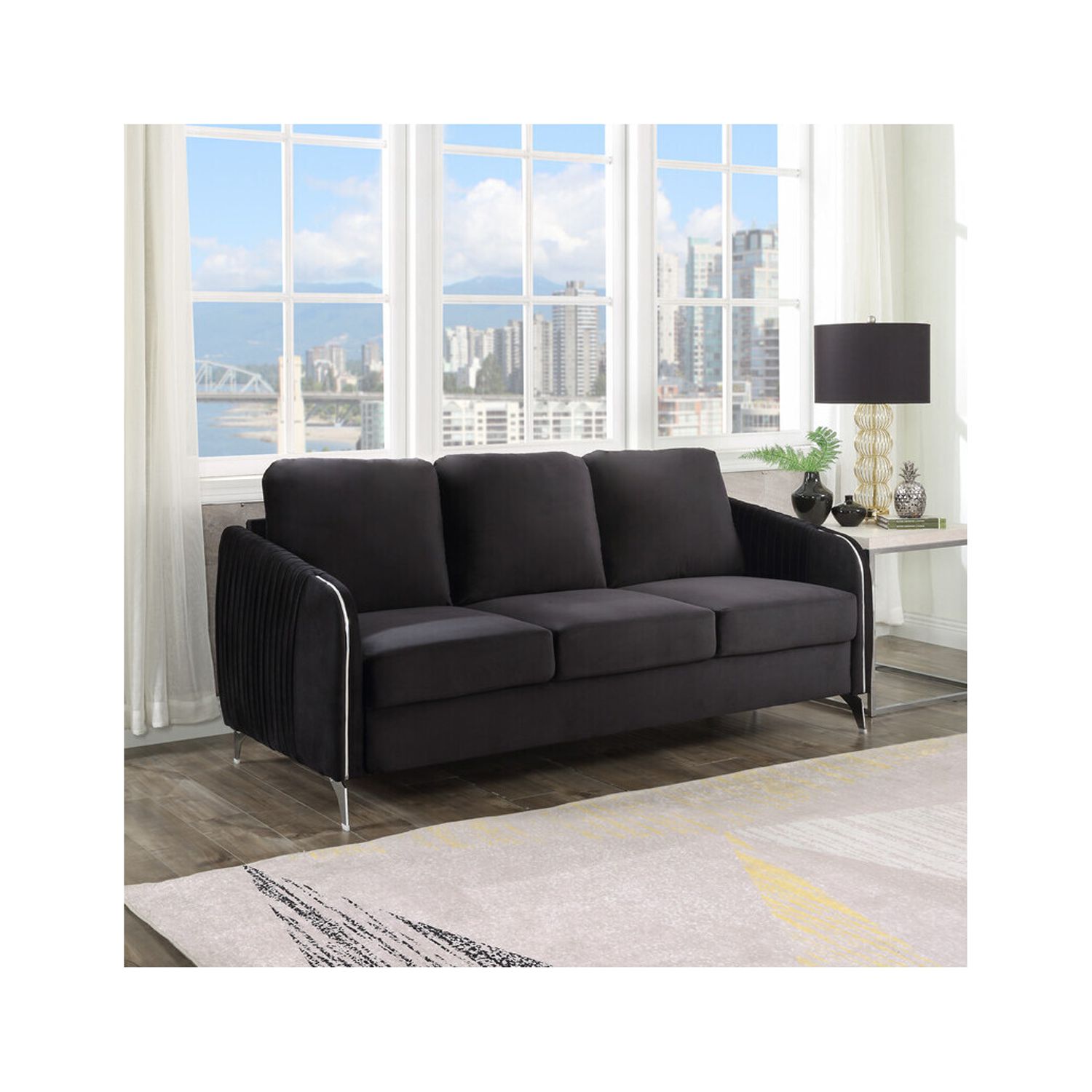 Homestock City Chic Velvet Modern Chic Sofa Couch - Walmart.com