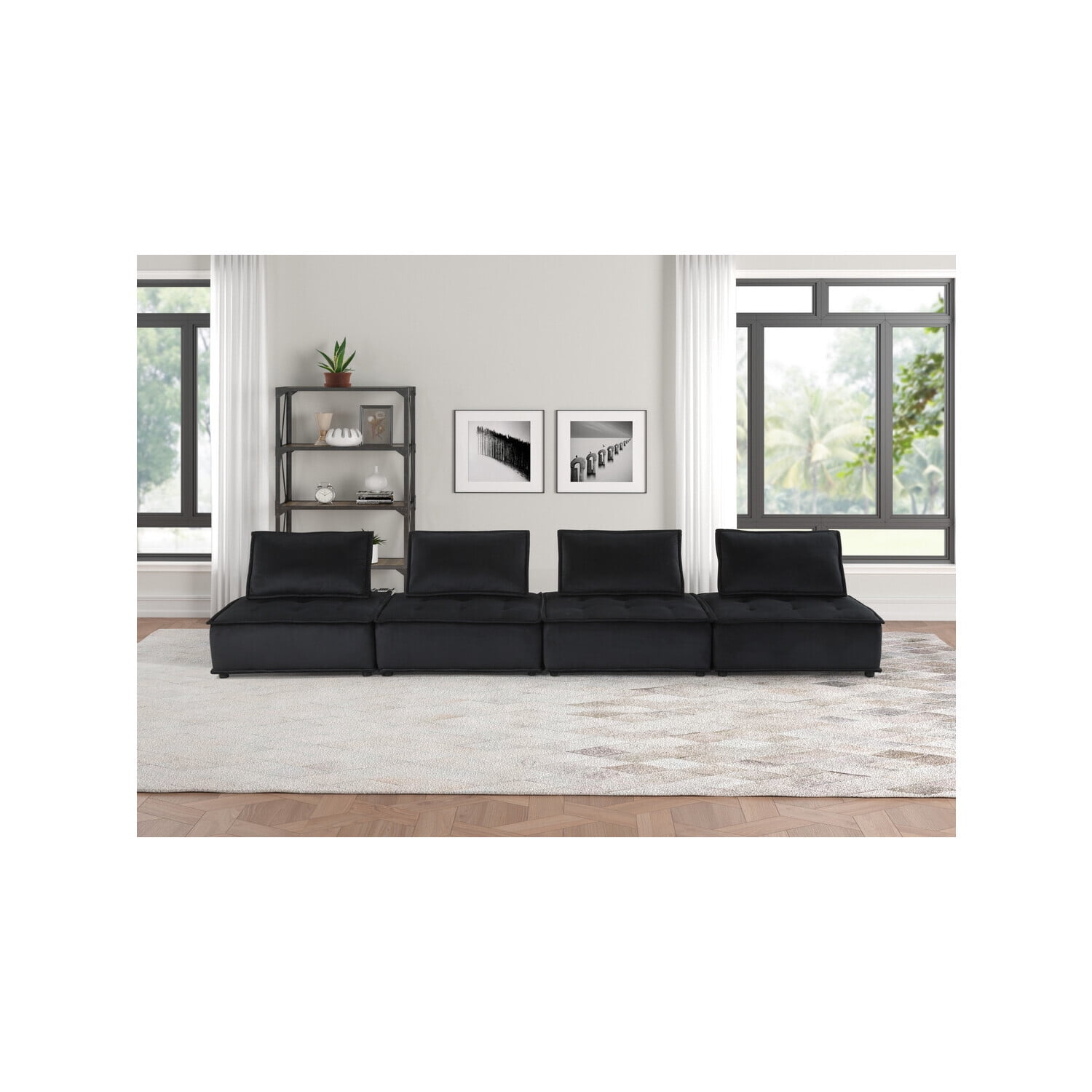 Homestock Classic Charm Velvet 4-Seater Modular Sofa - Walmart.com