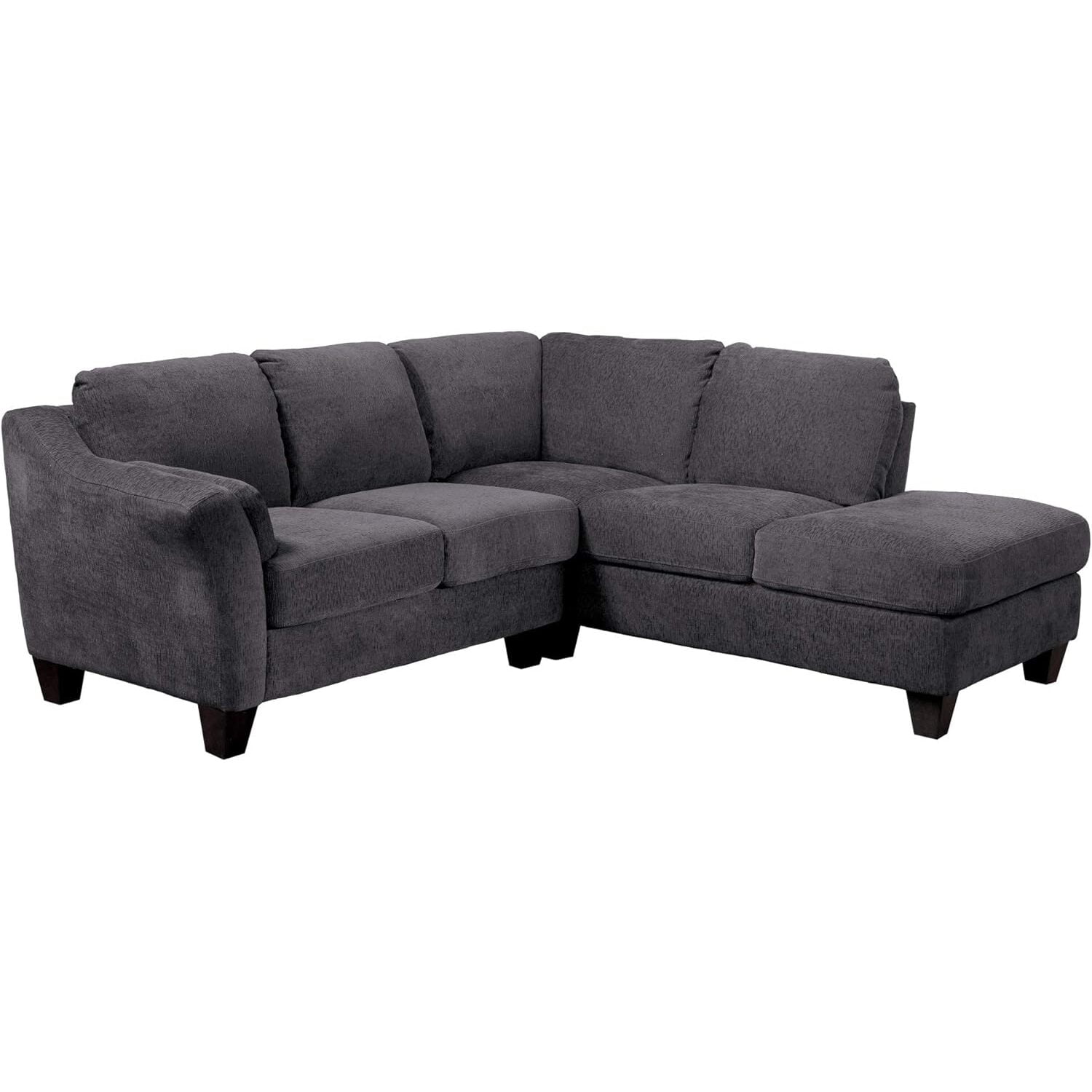 Homestock Classic Comfort Midnight Gray Sectional With Cushioned Back ...