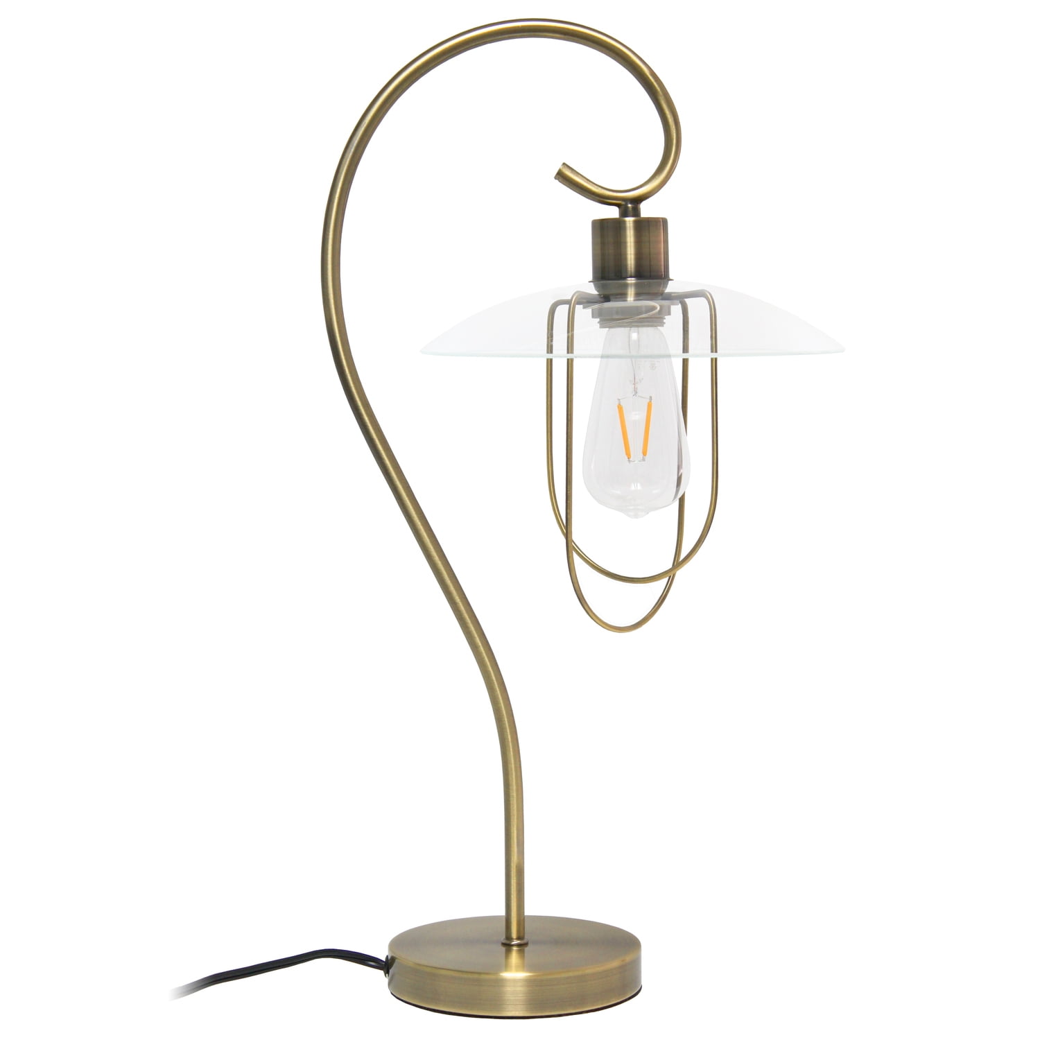 Modern Table Lamp Metal Scroll White Shade Living Room Bedroom Lamp ...