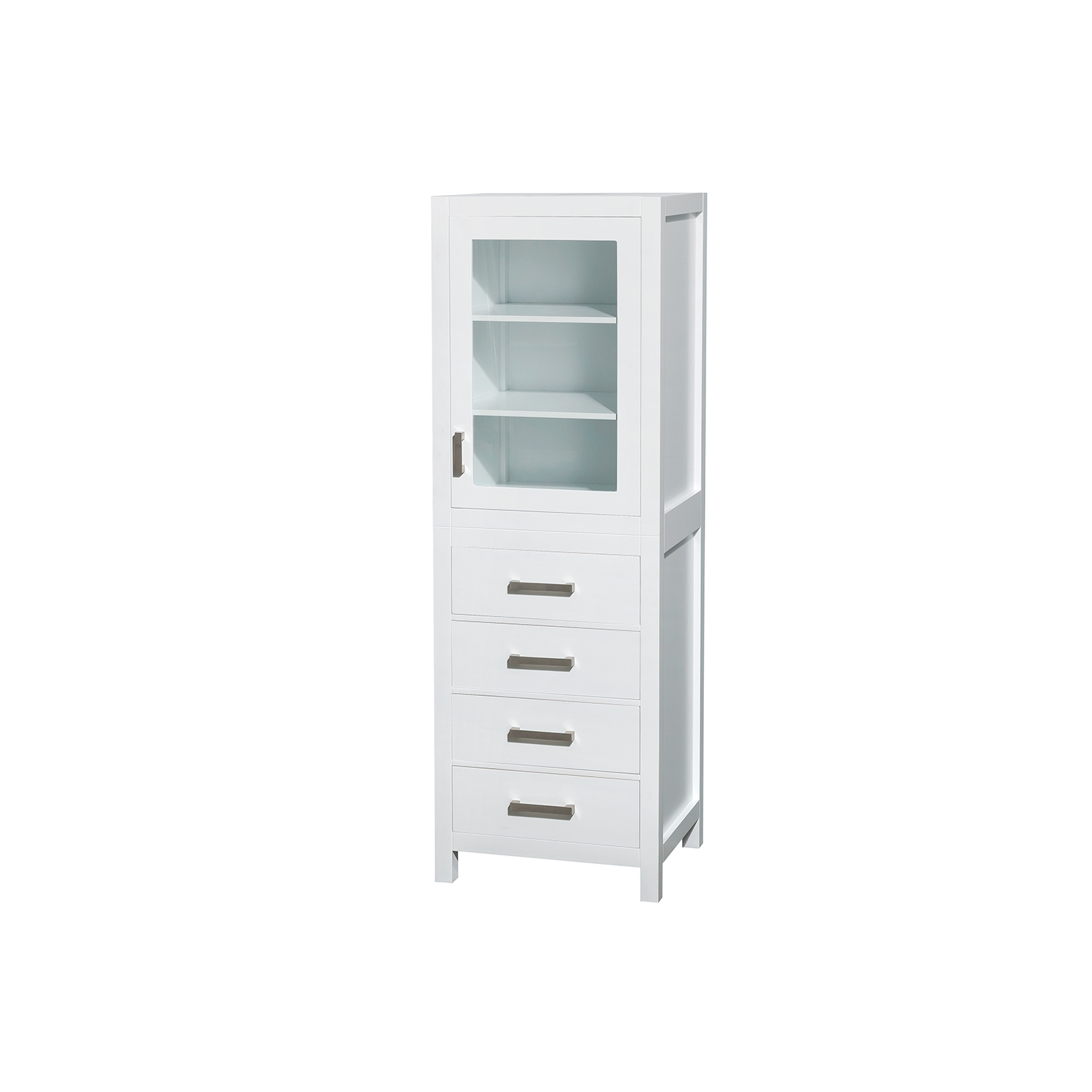 Linen Tower - 24" White Storage Cabinet w/ 4 Drawers & Shelves - Solid ...