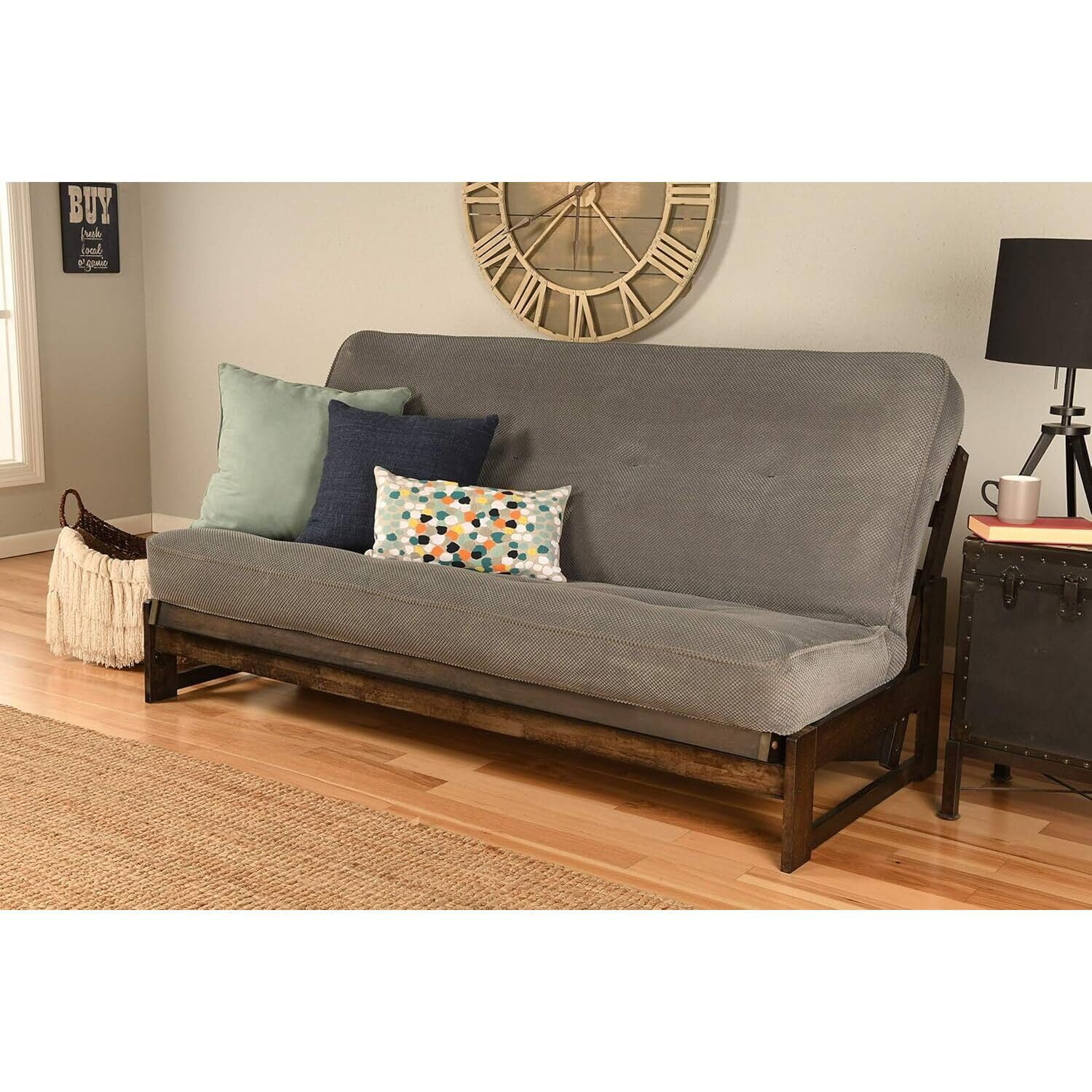 HomeStock Lakefront Luxury Full Size Futon Frame Set in Reclaimed Mocha ...