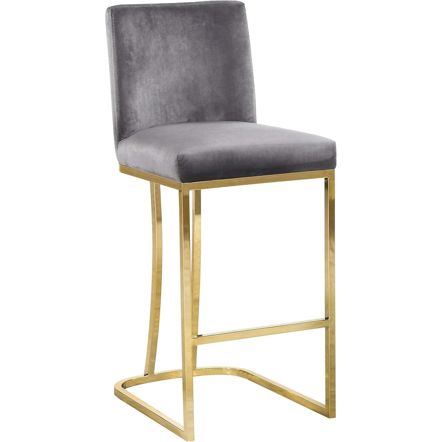 Homestock Coastal Charm Grey Velvet Stool - Walmart.com