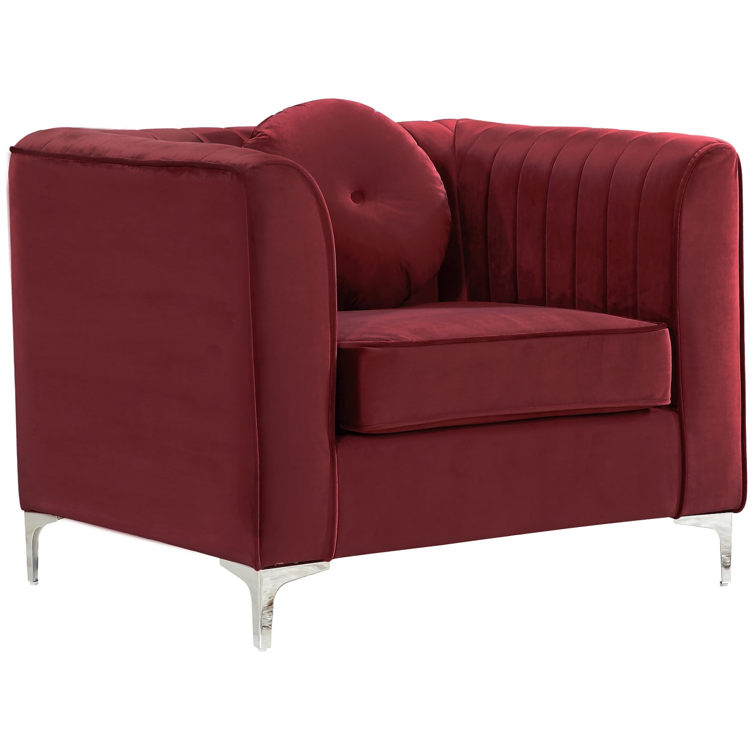Homestock Coastal Cool Burgundy Velvet Chair - Walmart.com