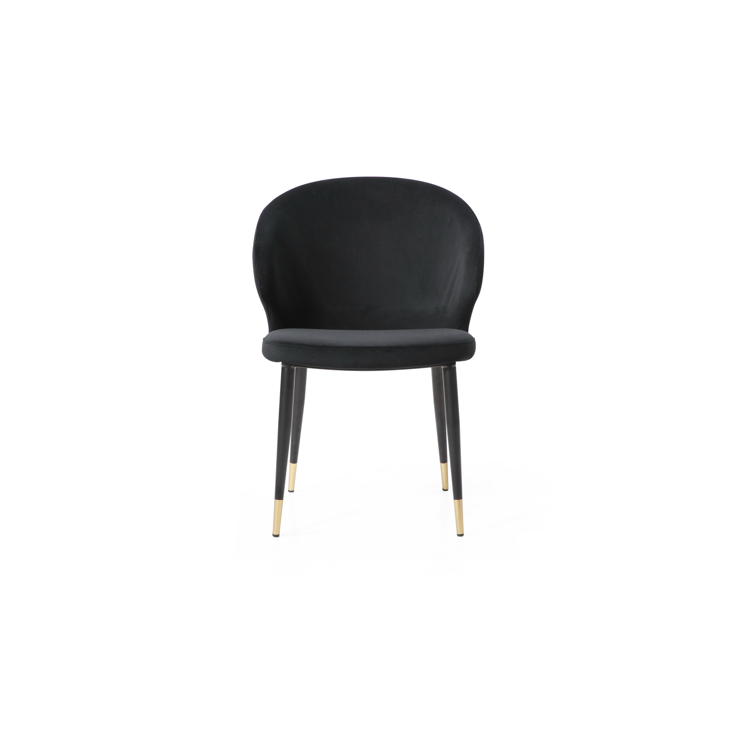 Homestock Coastal Cool Dining Chair, Black Velvet. Smooth Black Steel ...